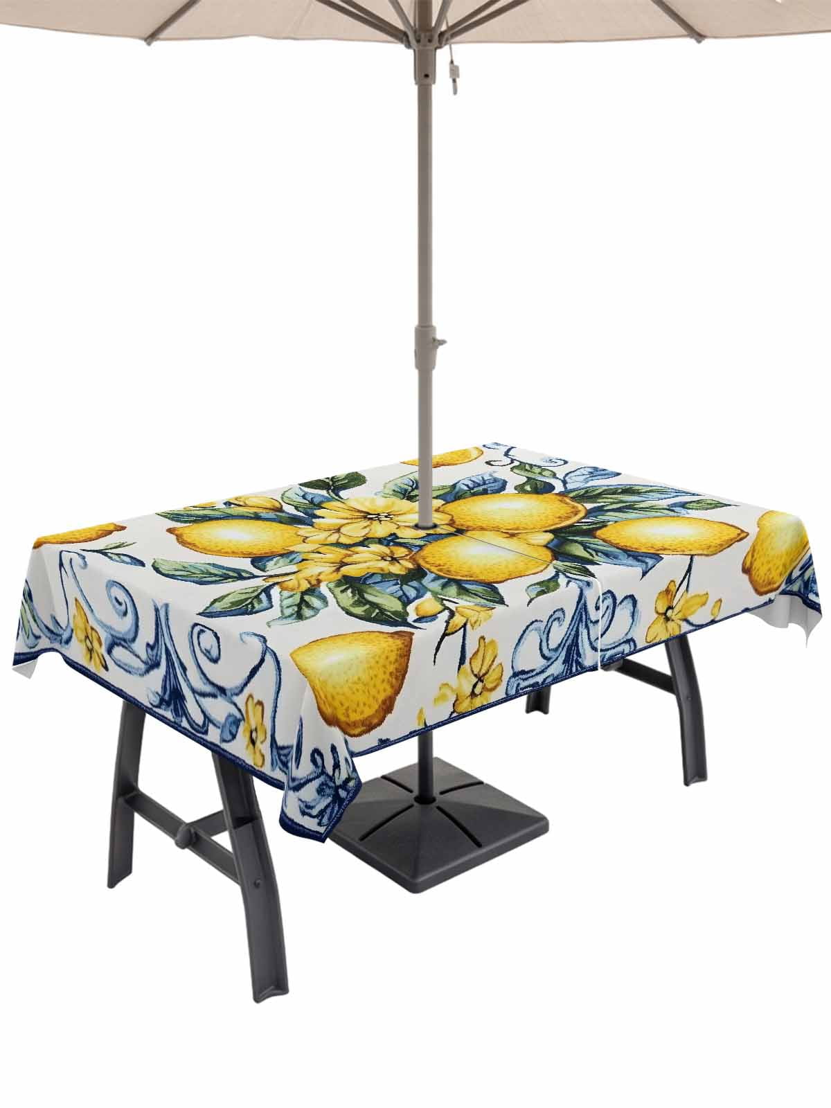 60x102 Inch Outdoor Tablecloth with Umbrella Hole Zipper Rectangle ...