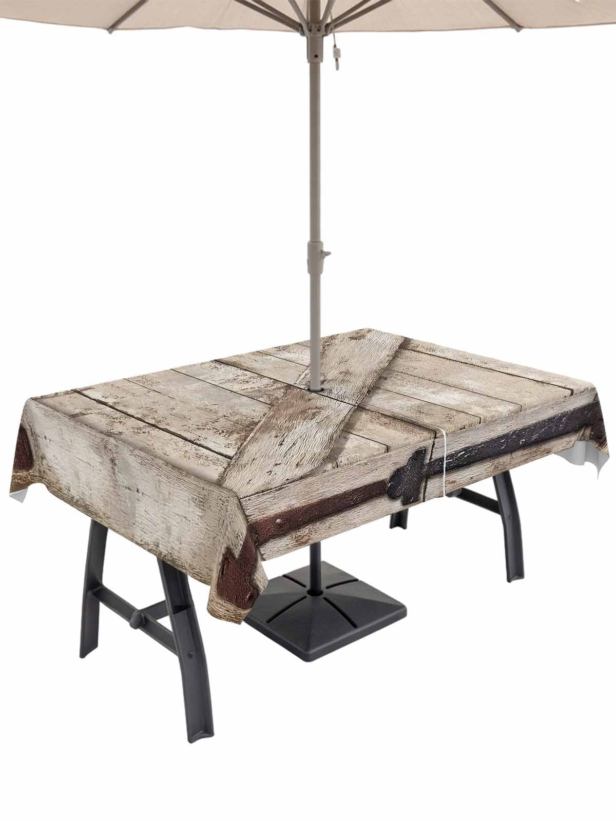 60x102 Rectangle Tablecloth, Farmhouse Wood Grain Outdoor Tablecloth ...