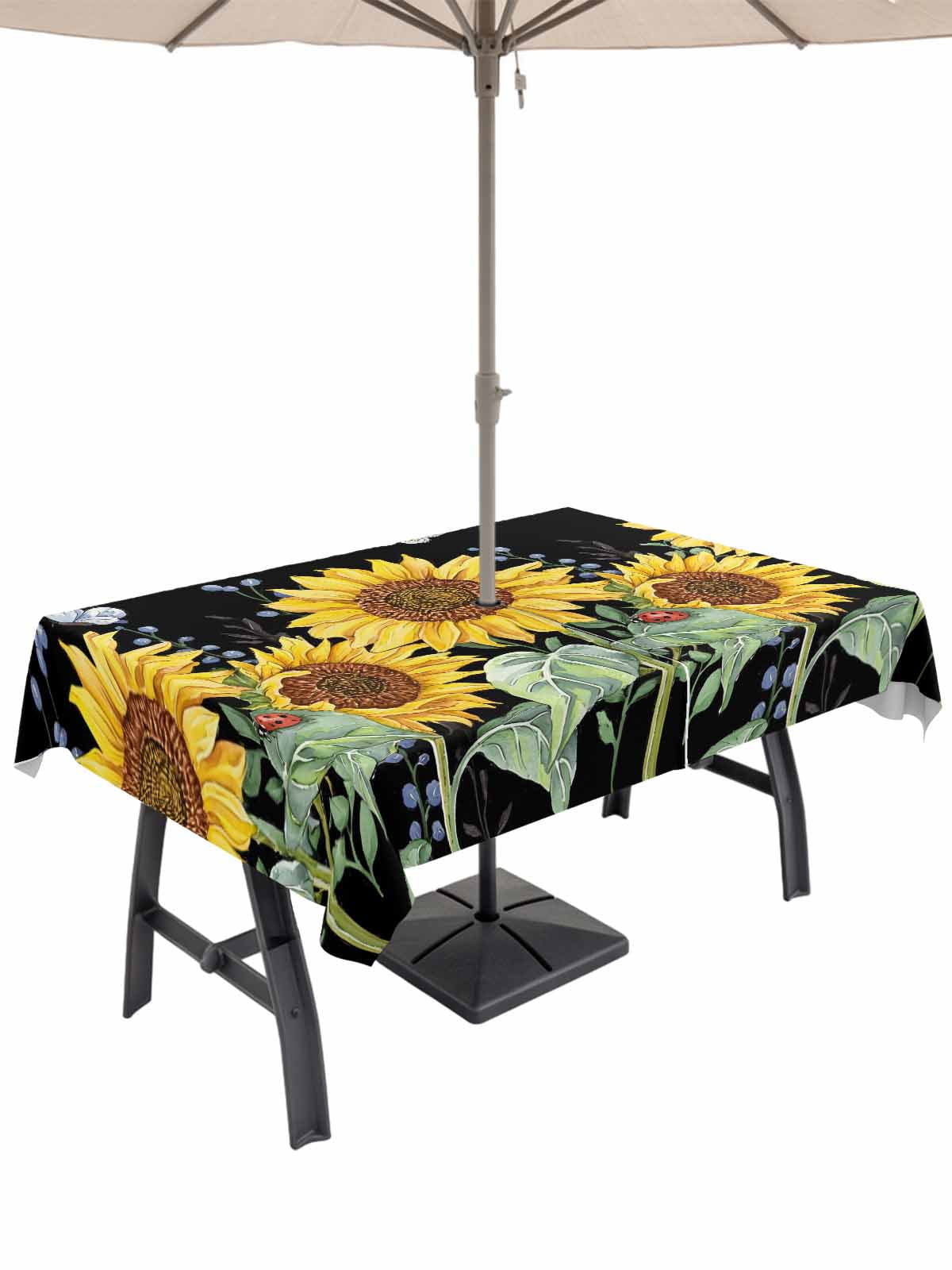 60x102 Rectangle Tablecloth, Sunflowers Outdoor Tablecloth with ...