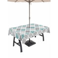 60x102 Rectangle Tablecloth, Teal Grey Morocco Pattern Outdoor ...