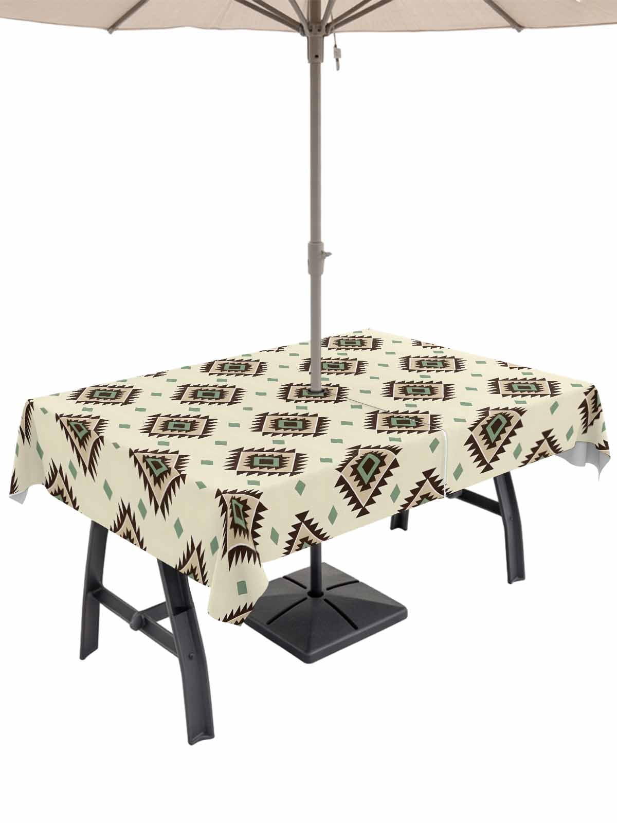 60x120 Inch Outdoor Tablecloth with Umbrella Hole Zipper Rectangle ...