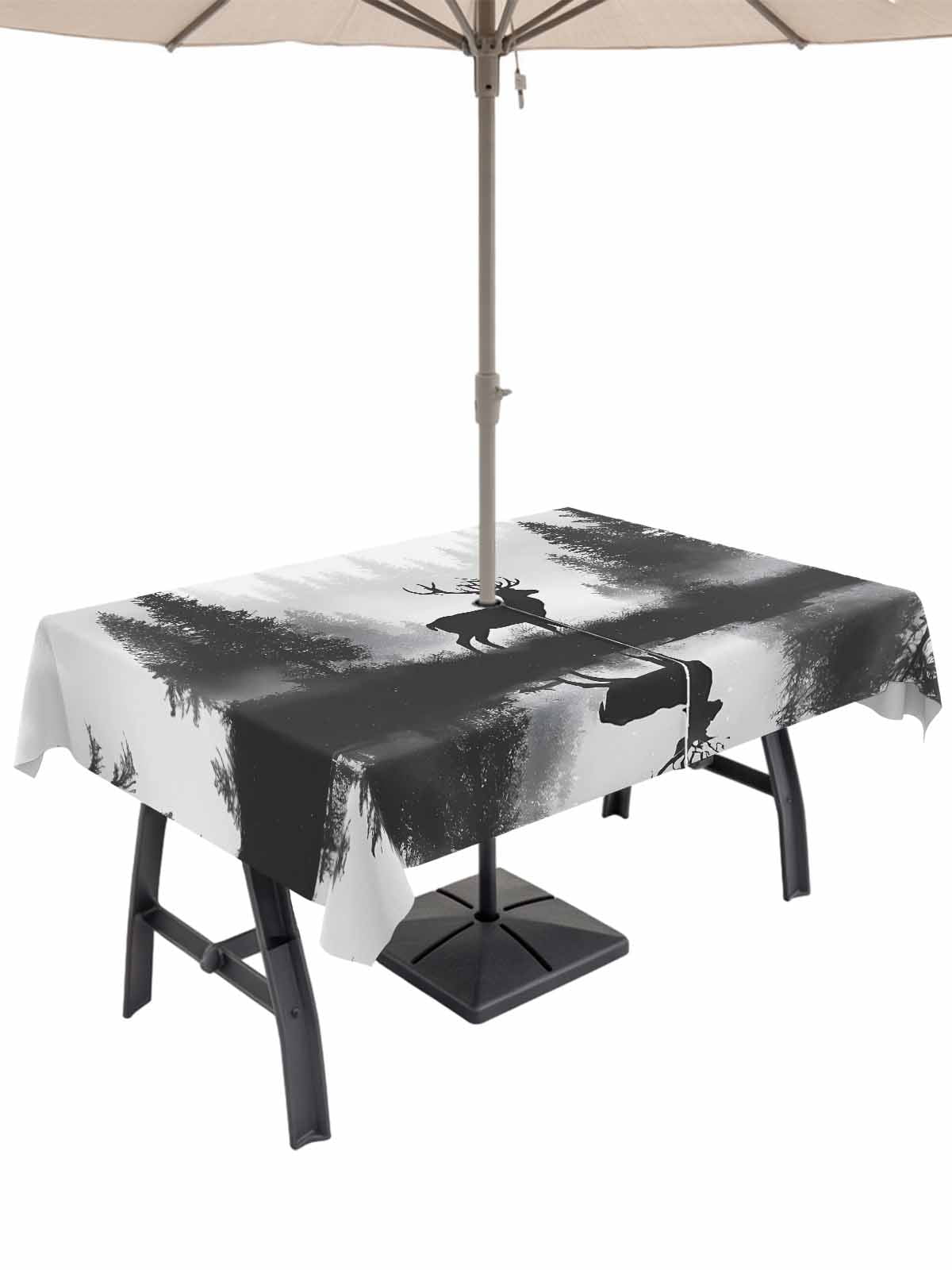 60x120 Inch Outdoor Tablecloth with Umbrella Hole Zipper Rectangle ...