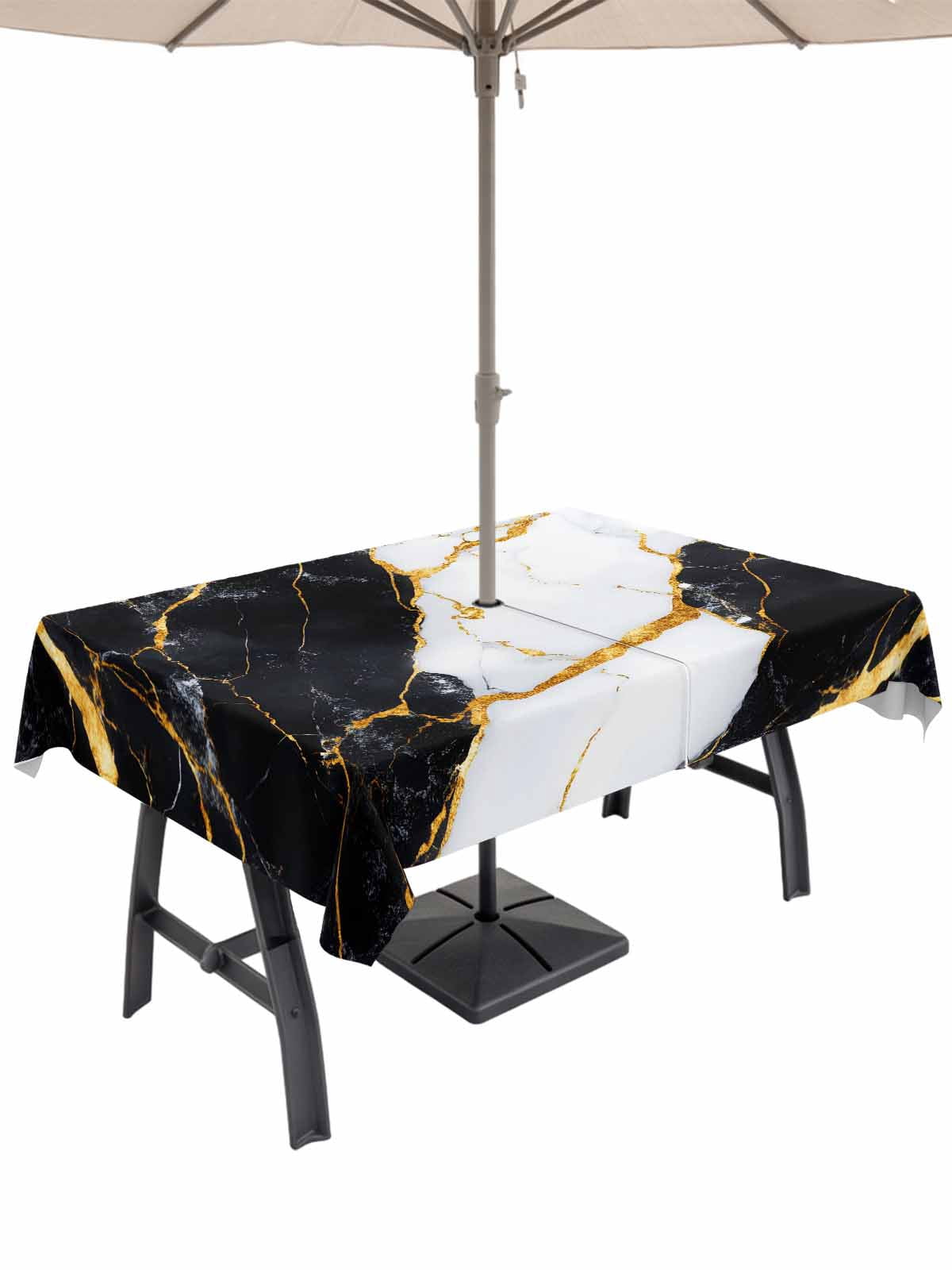 60x120 Inch Outdoor Tablecloth with Umbrella Hole Zipper Rectangle ...