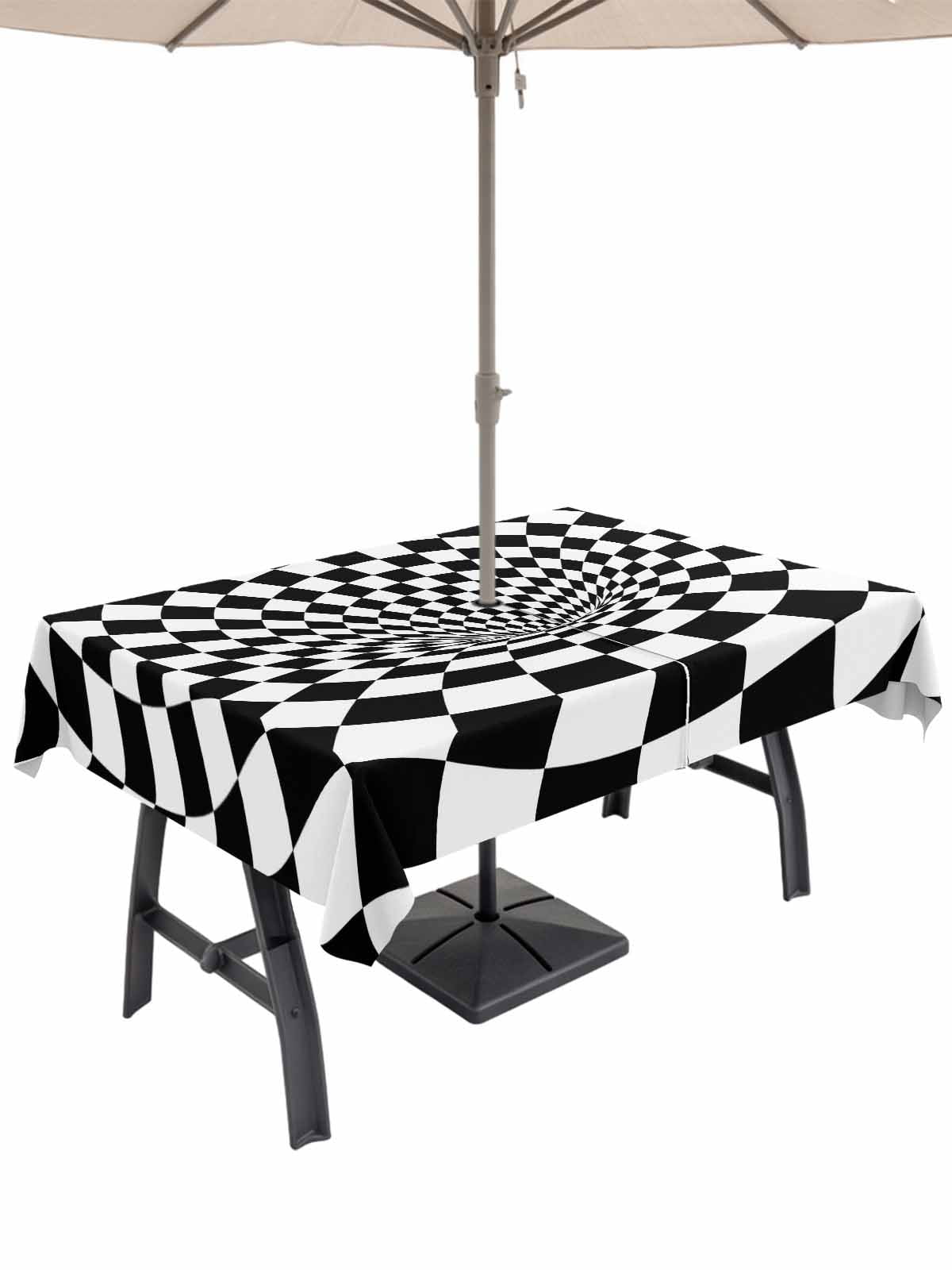 60x120 Inch Outdoor Tablecloth with Umbrella Hole Zipper Rectangle ...