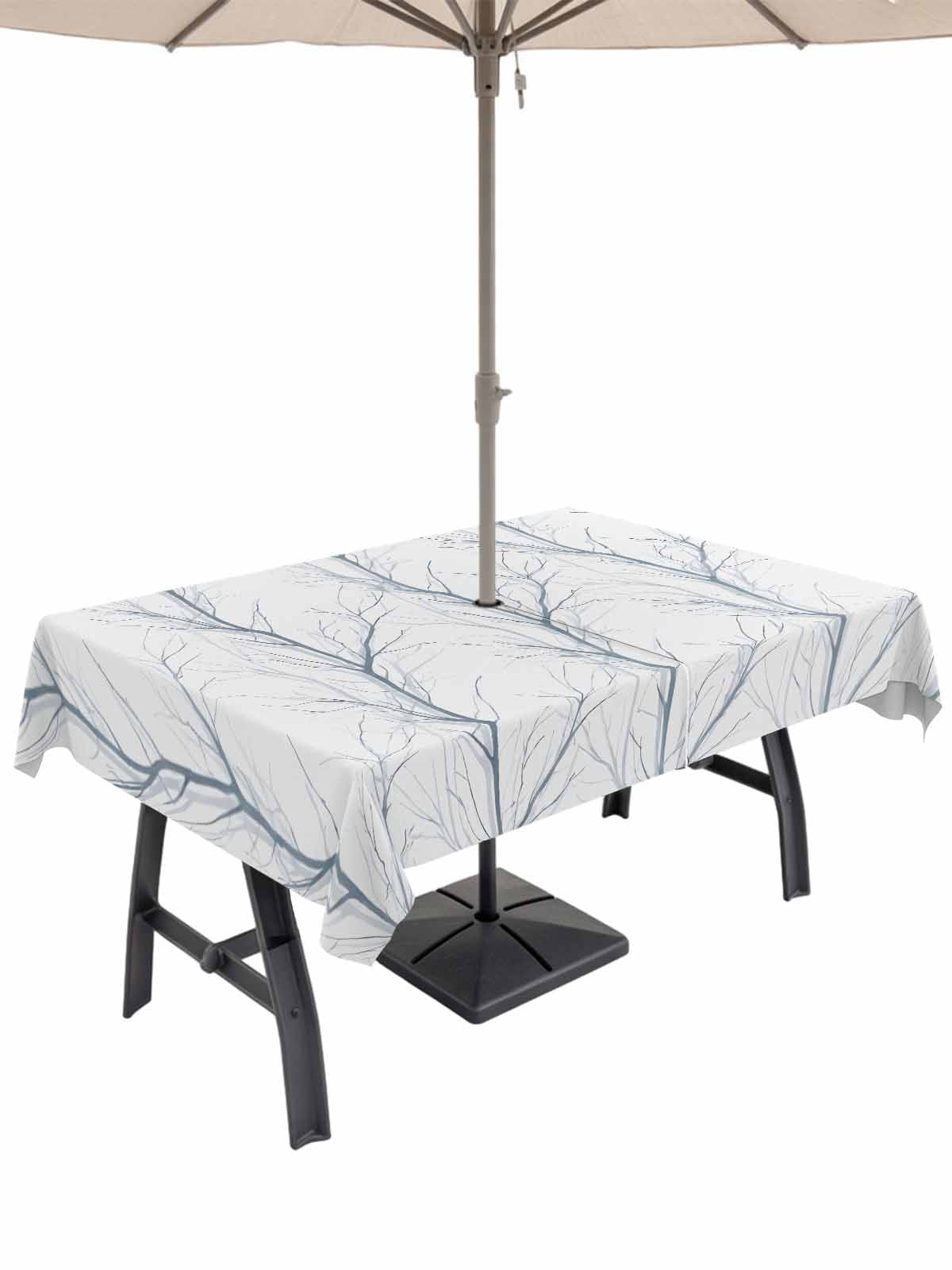 60x120 Inch Outdoor Tablecloth with Umbrella Hole Zipper Rectangle Blue ...