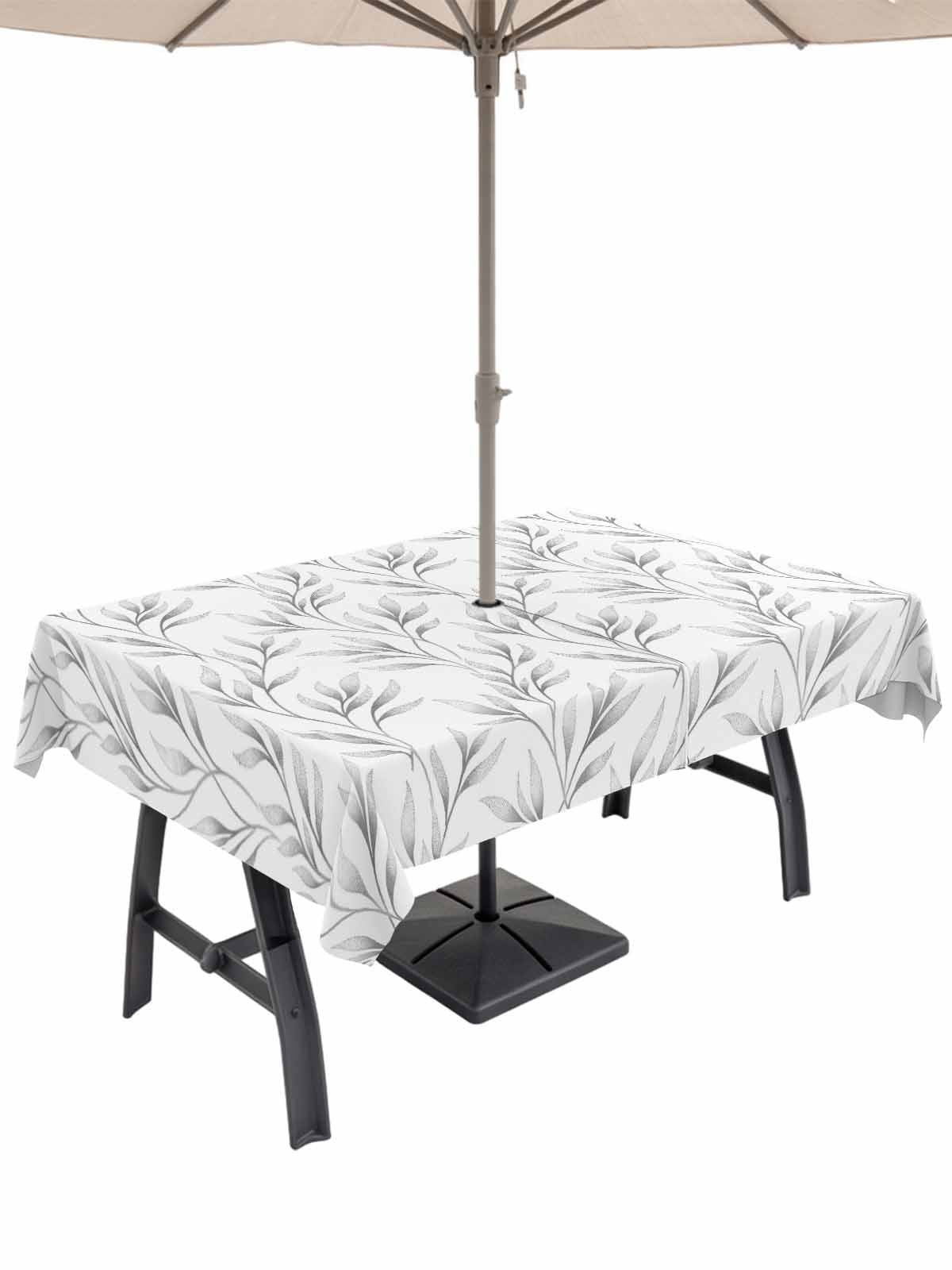 60x120 Inch Outdoor Tablecloth with Umbrella Hole Zipper Rectangle ...
