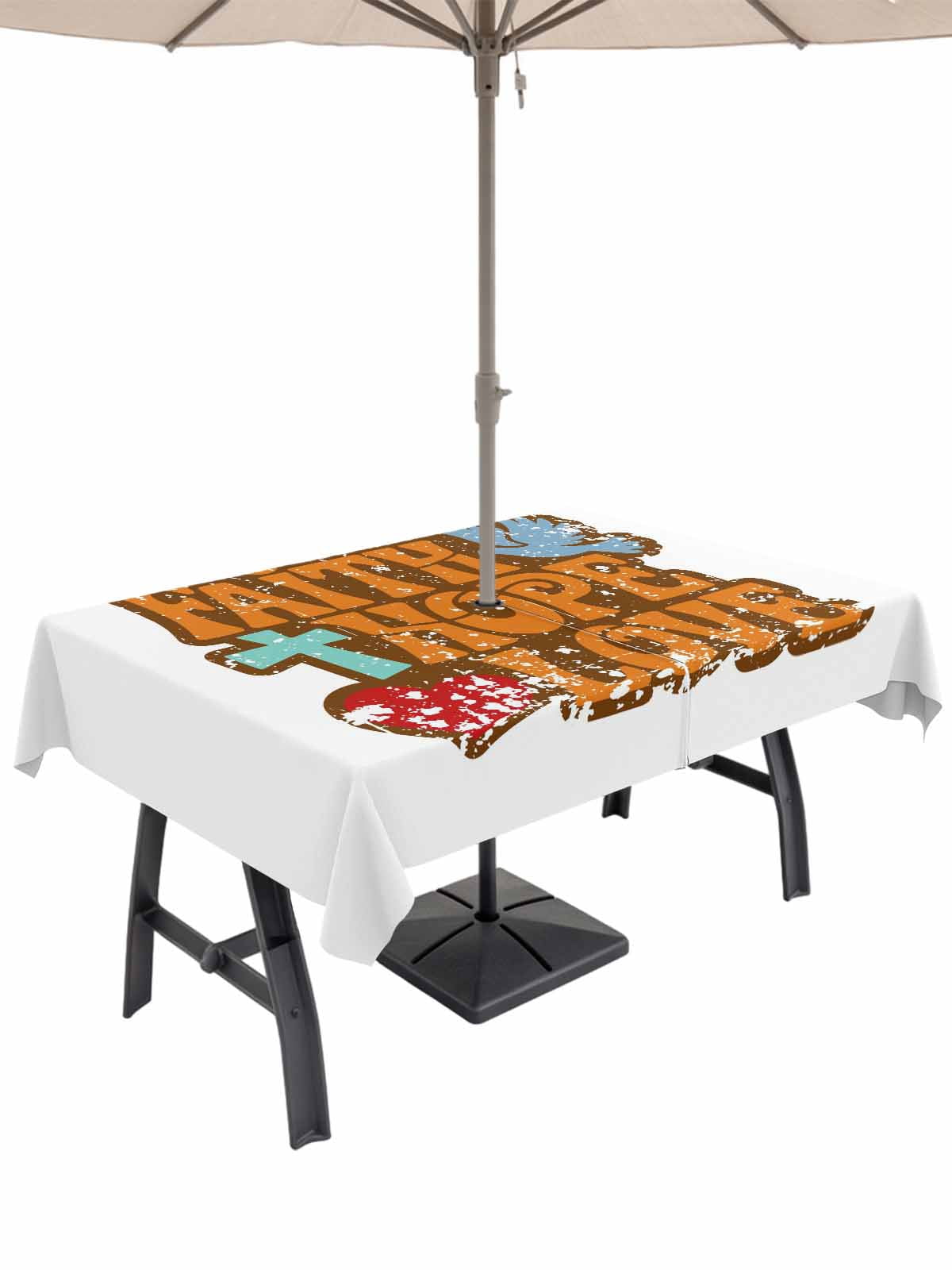60x120 Inch Outdoor Tablecloth with Umbrella Hole Zipper Rectangle ...