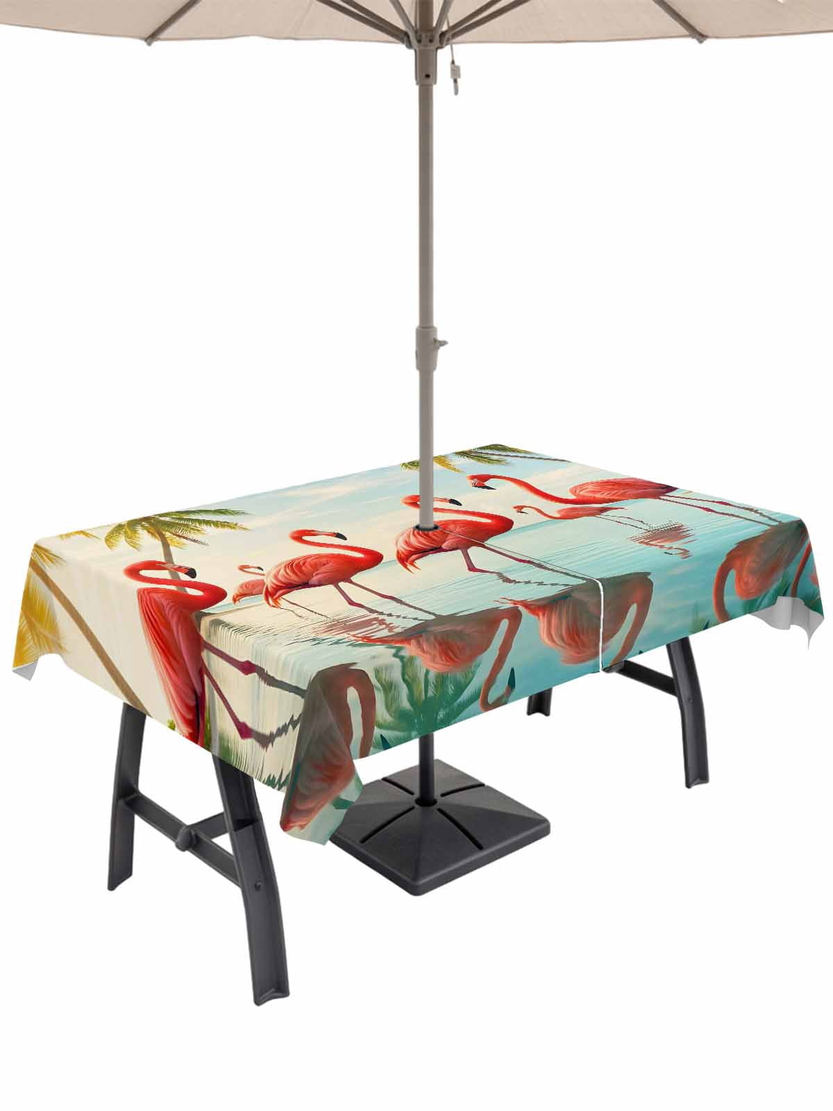 60x120 Inch Outdoor Tablecloth with Umbrella Hole Zipper Rectangle ...