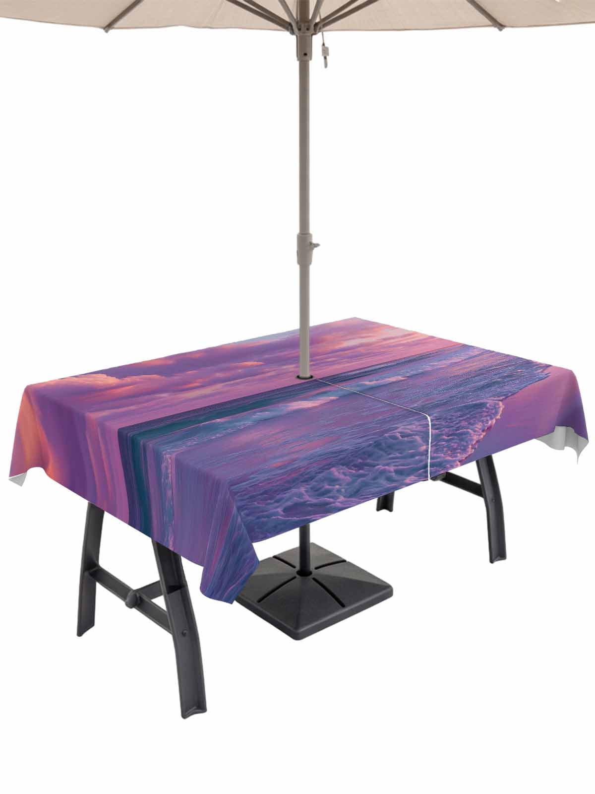 60x120 Inch Outdoor Tablecloth with Umbrella Hole Zipper Rectangle ...