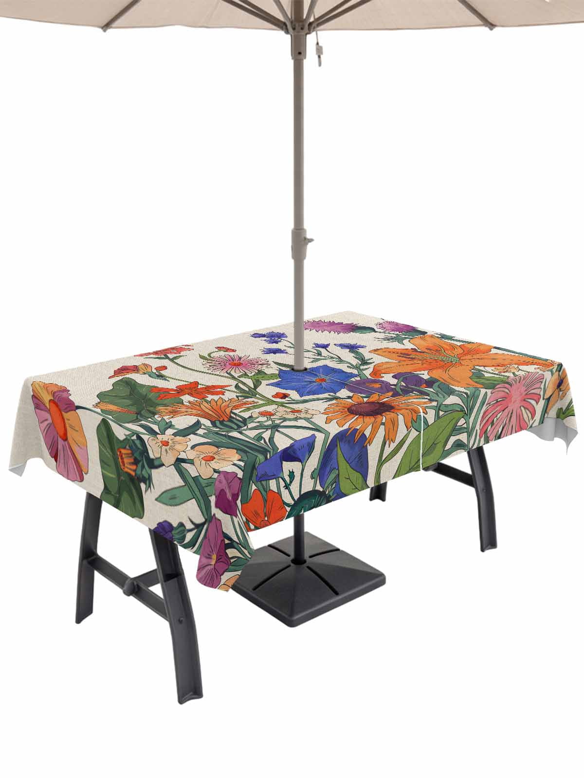 60x120 Inch Outdoor Tablecloth with Umbrella Hole Zipper Rectangle ...