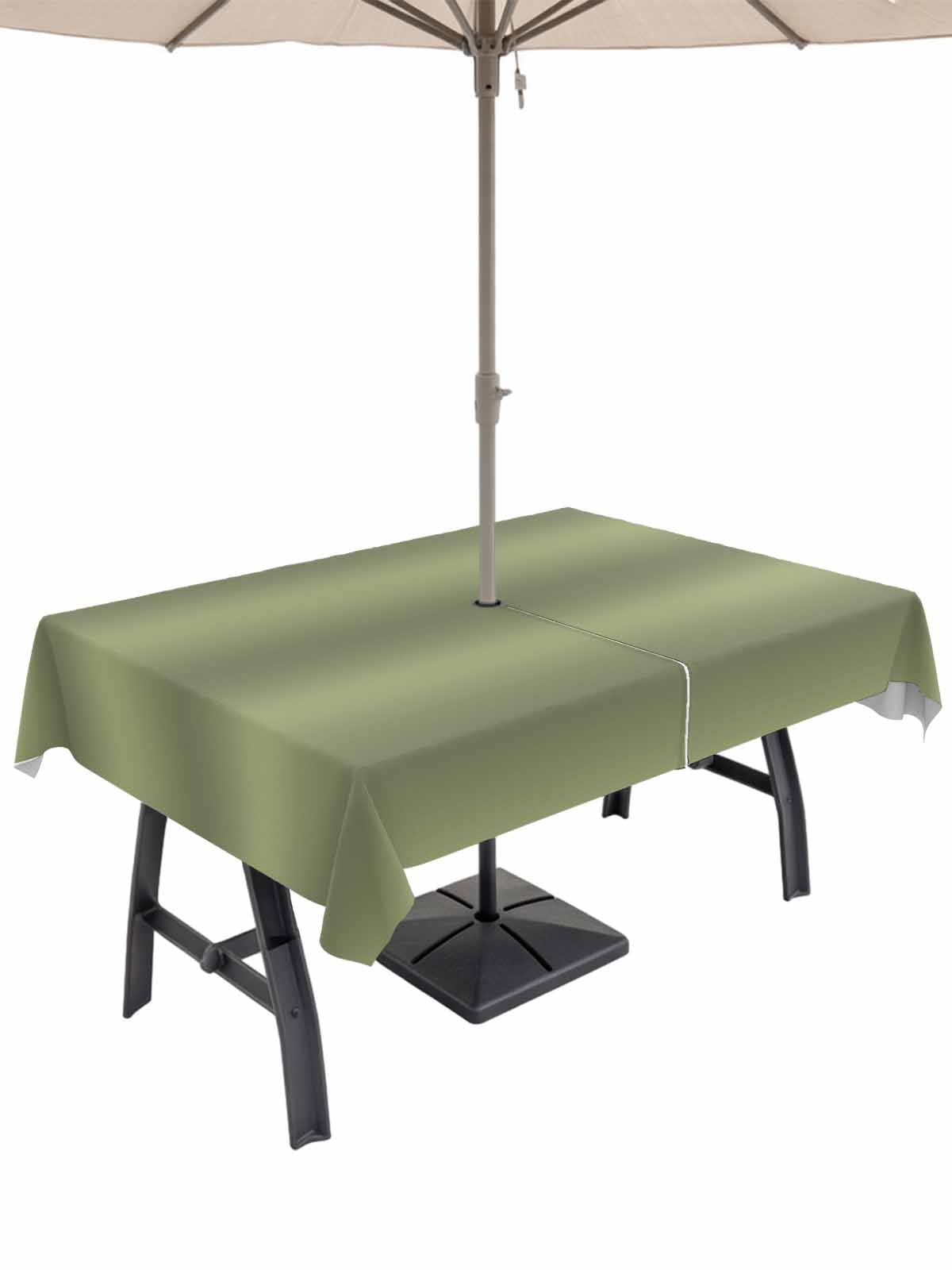 60x120 Inch Outdoor Tablecloth with Umbrella Hole Zipper Rectangle Dark ...