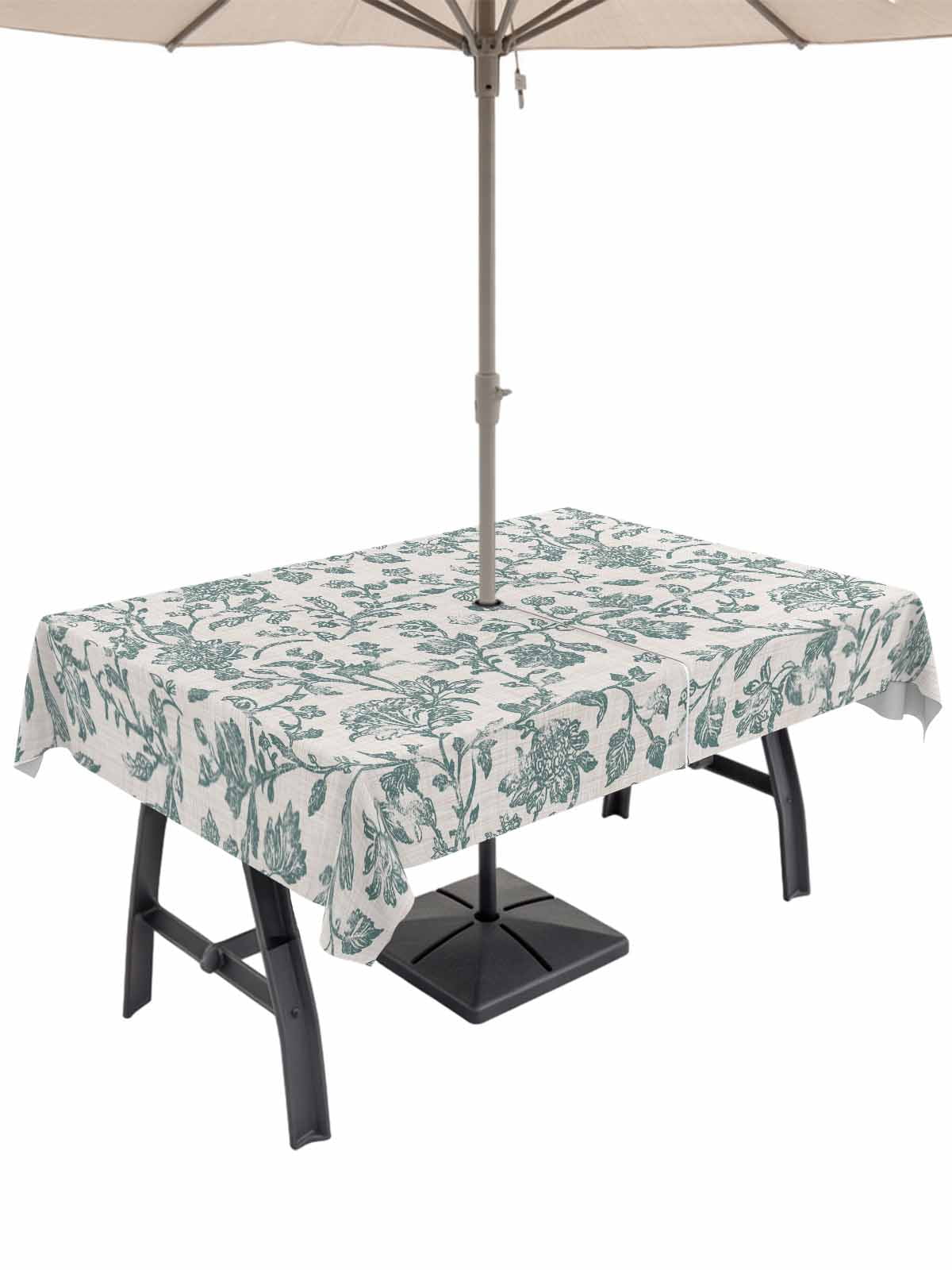 60x120 Inch Outdoor Tablecloth with Umbrella Hole Zipper Rectangle ...
