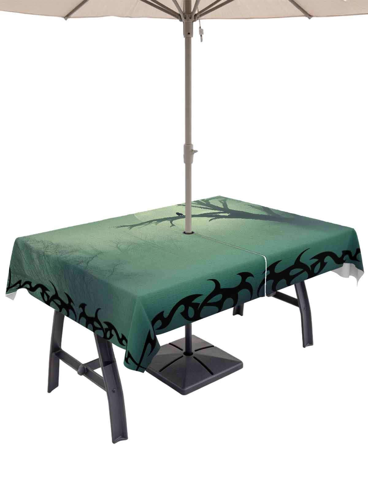 60x120 Inch Outdoor Tablecloth with Umbrella Hole Zipper Rectangle ...