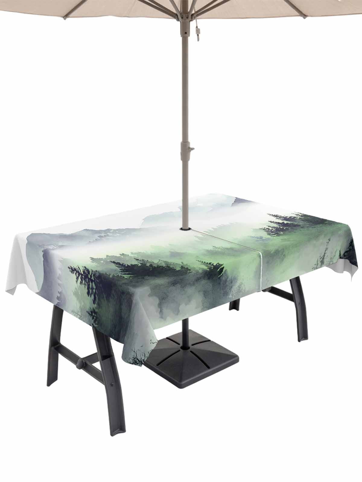 60x120 Inch Outdoor Tablecloth with Umbrella Hole Zipper Rectangle ...