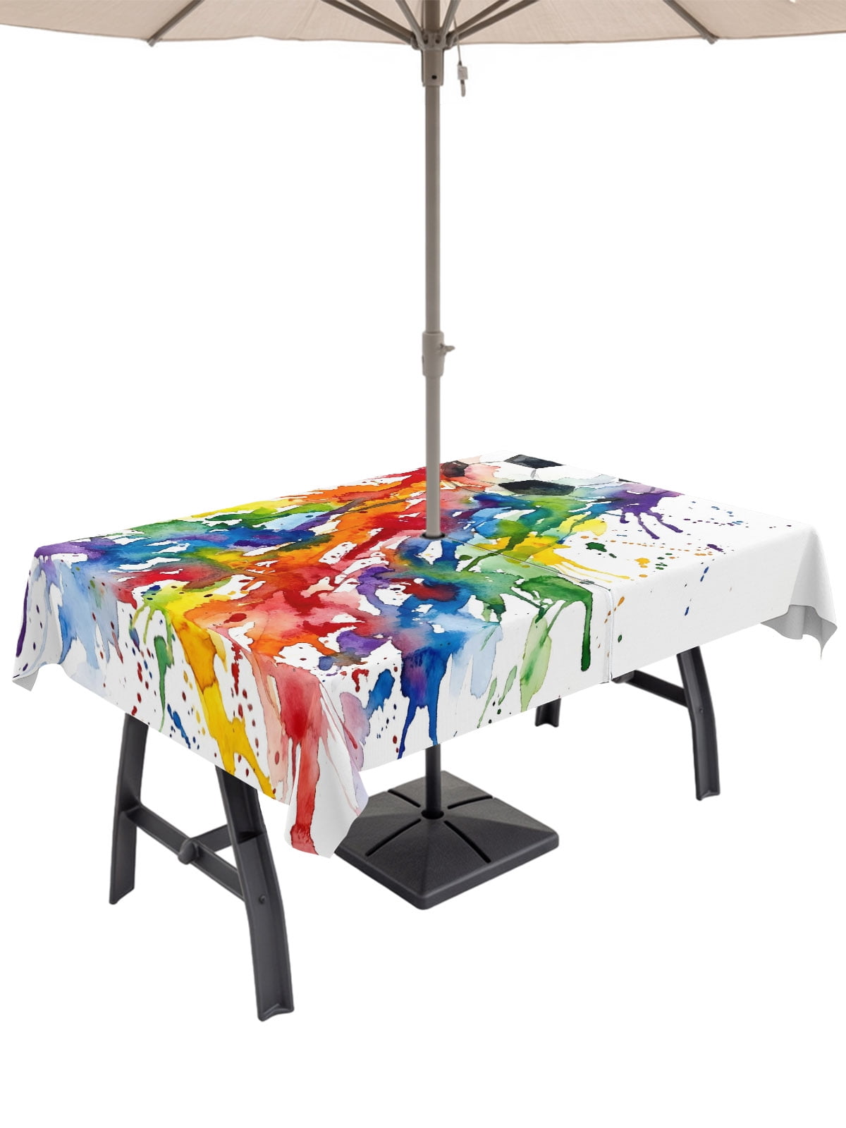 60x120 Inch Outdoor Tablecloth with Umbrella Hole Zipper Rectangle ...
