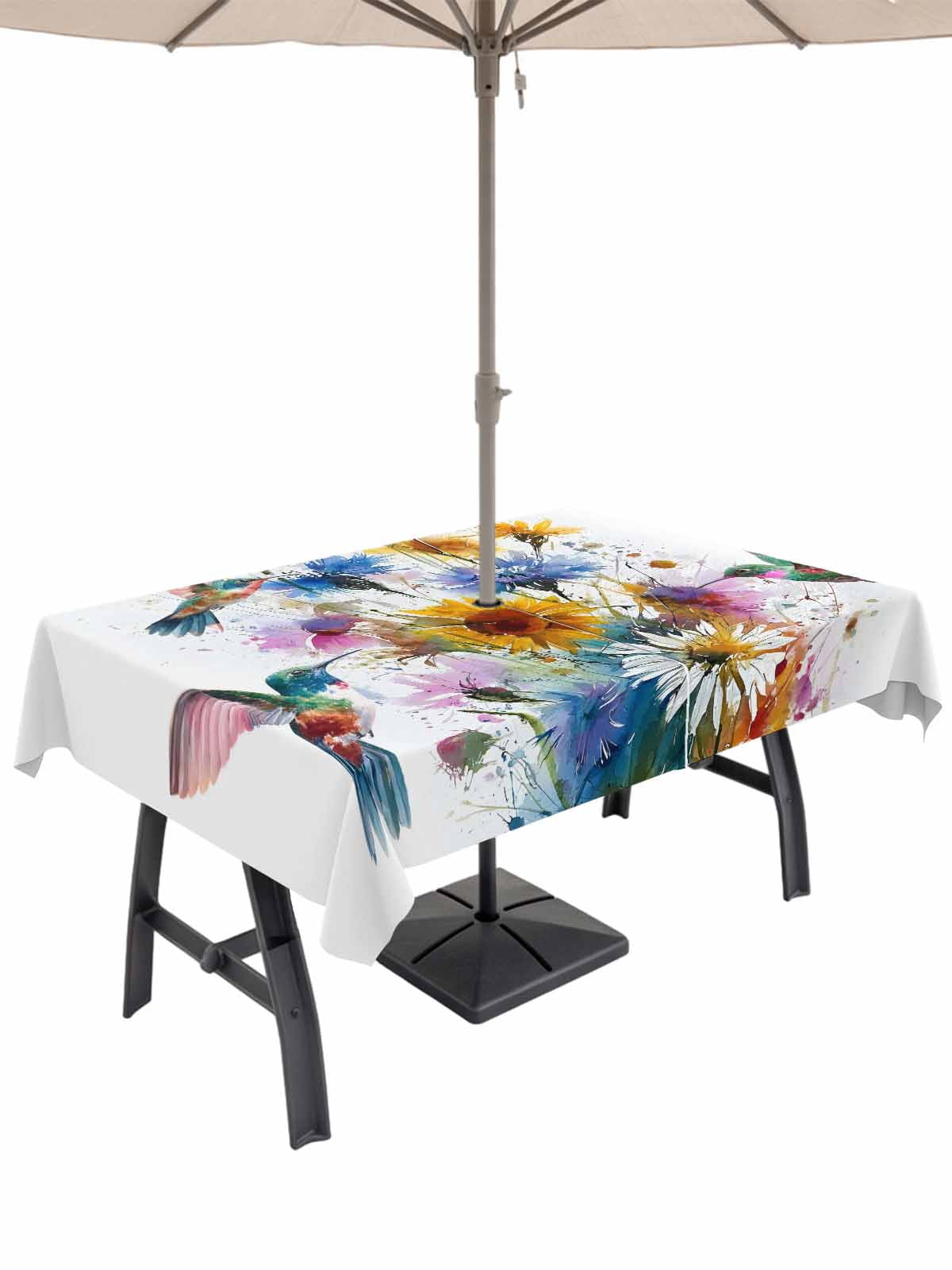 60x120 Inch Outdoor Tablecloth with Umbrella Hole Zipper Rectangle ...