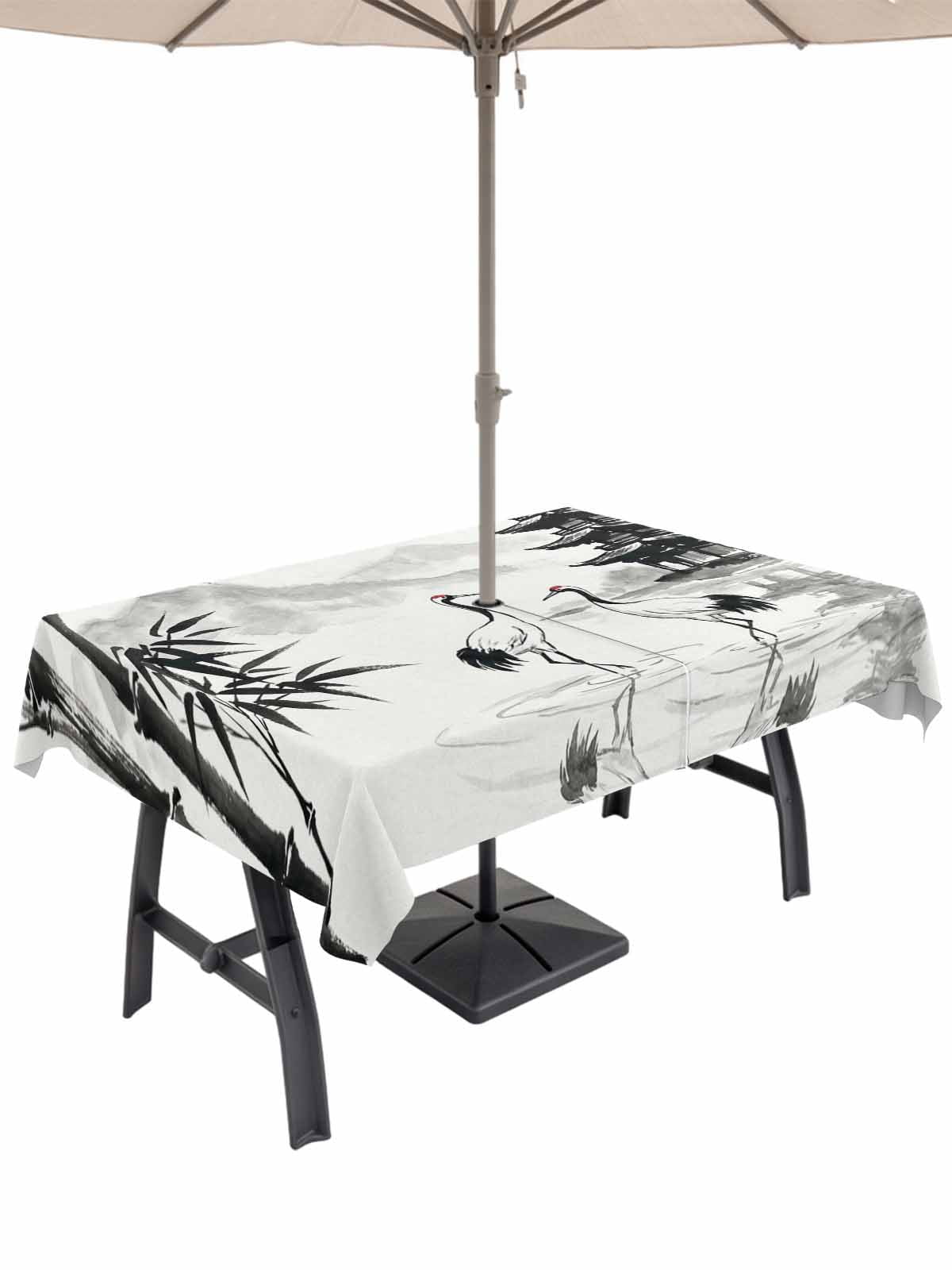 60x120 Inch Outdoor Tablecloth with Umbrella Hole Zipper Rectangle ...