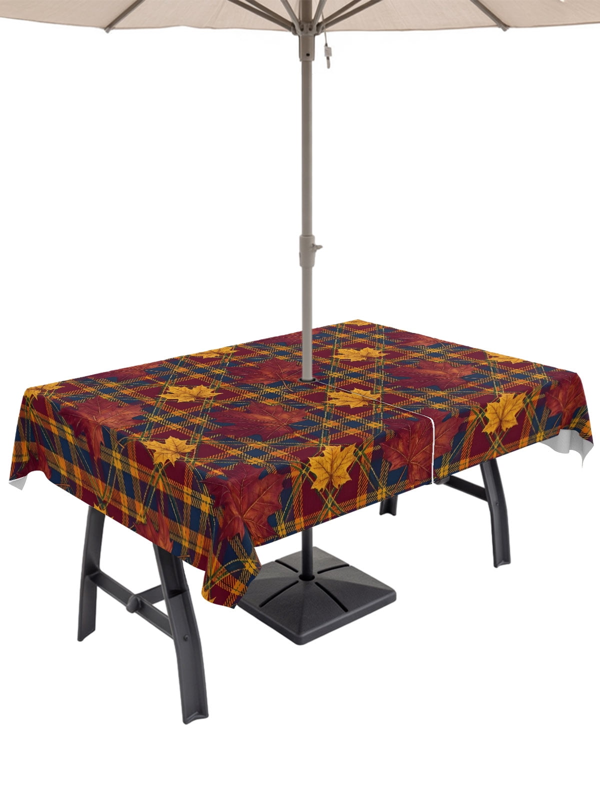 60x120 Inch Outdoor Tablecloth with Umbrella Hole Zipper Rectangle ...