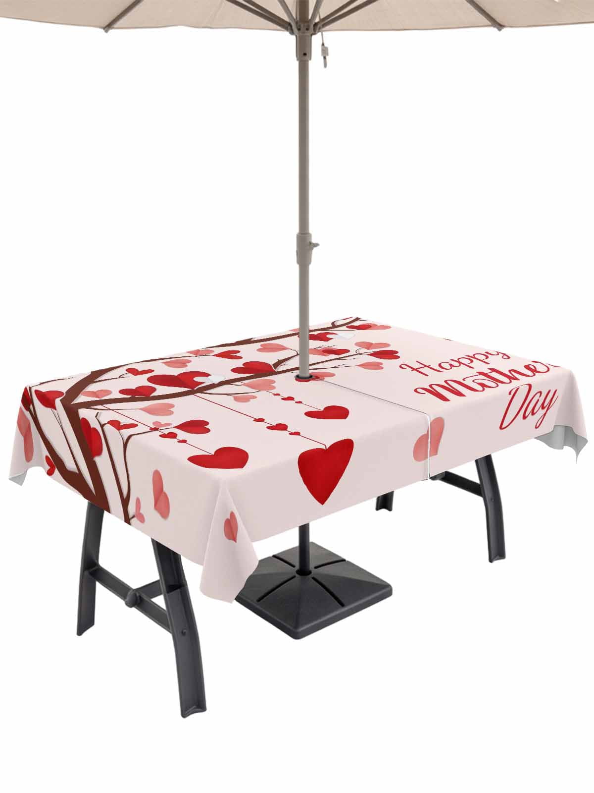 60x120 Inch Outdoor Tablecloth with Umbrella Hole Zipper Rectangle ...