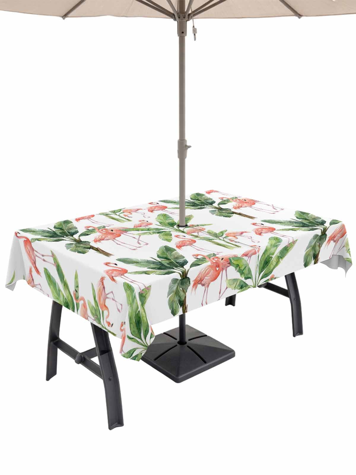 60x120 Inch Outdoor Tablecloth with Umbrella Hole Zipper Rectangle Pink ...
