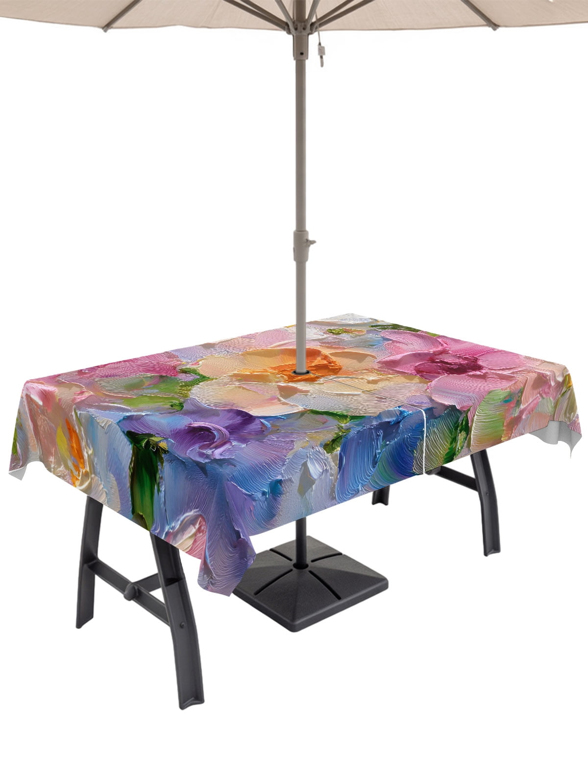 60x120 Inch Outdoor Tablecloth with Umbrella Hole Zipper Rectangle Pink ...