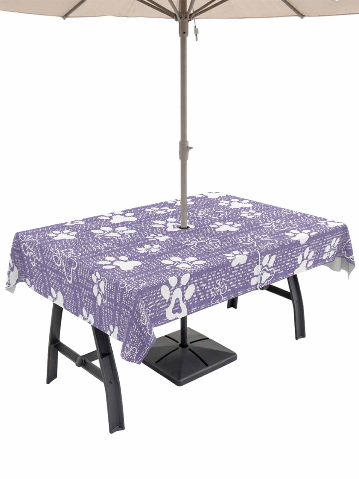 60x120 Inch Outdoor Tablecloth with Umbrella Hole Zipper Rectangle ...