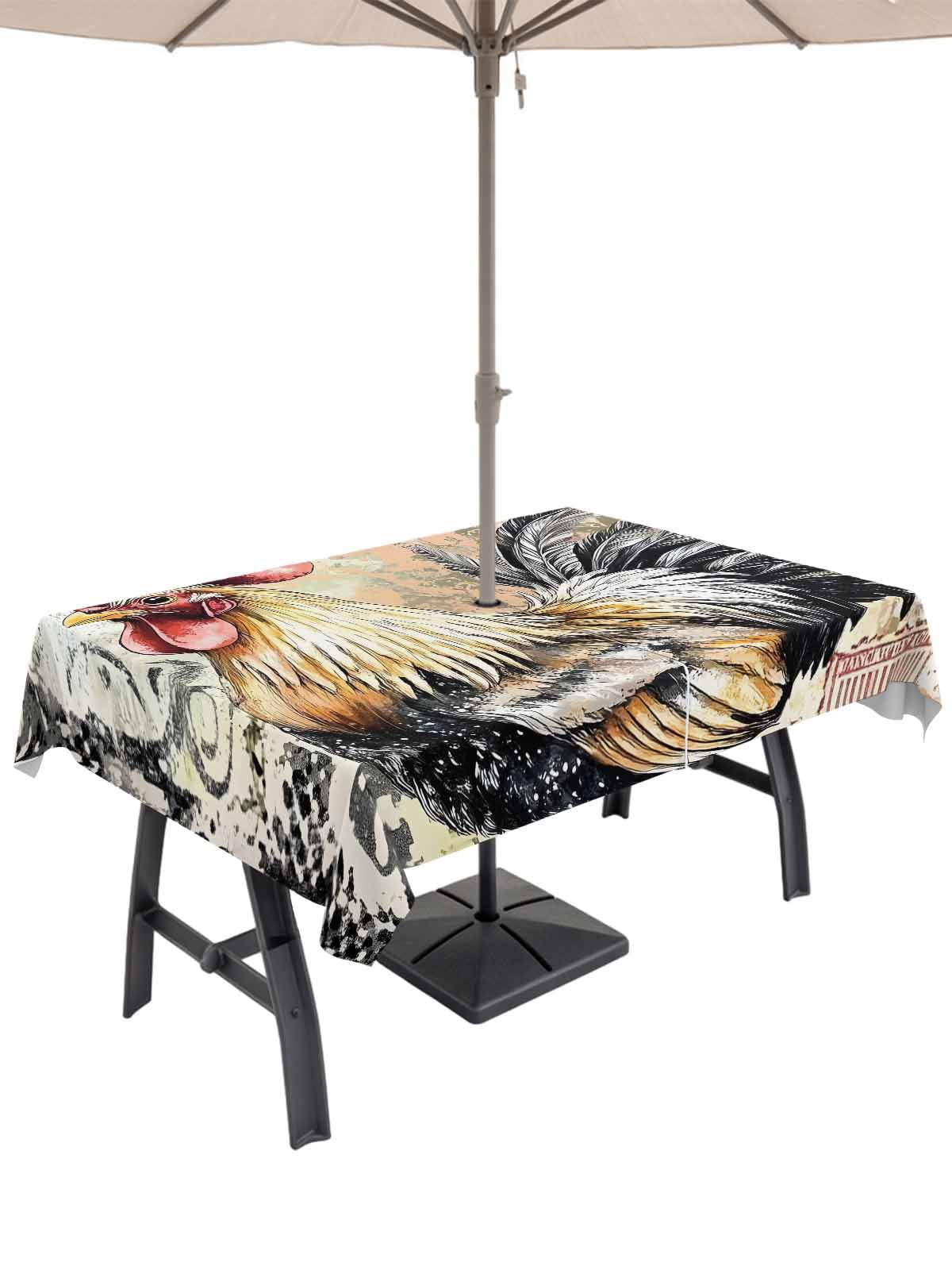 60x120 Inch Outdoor Tablecloth with Umbrella Hole Zipper Rectangle ...