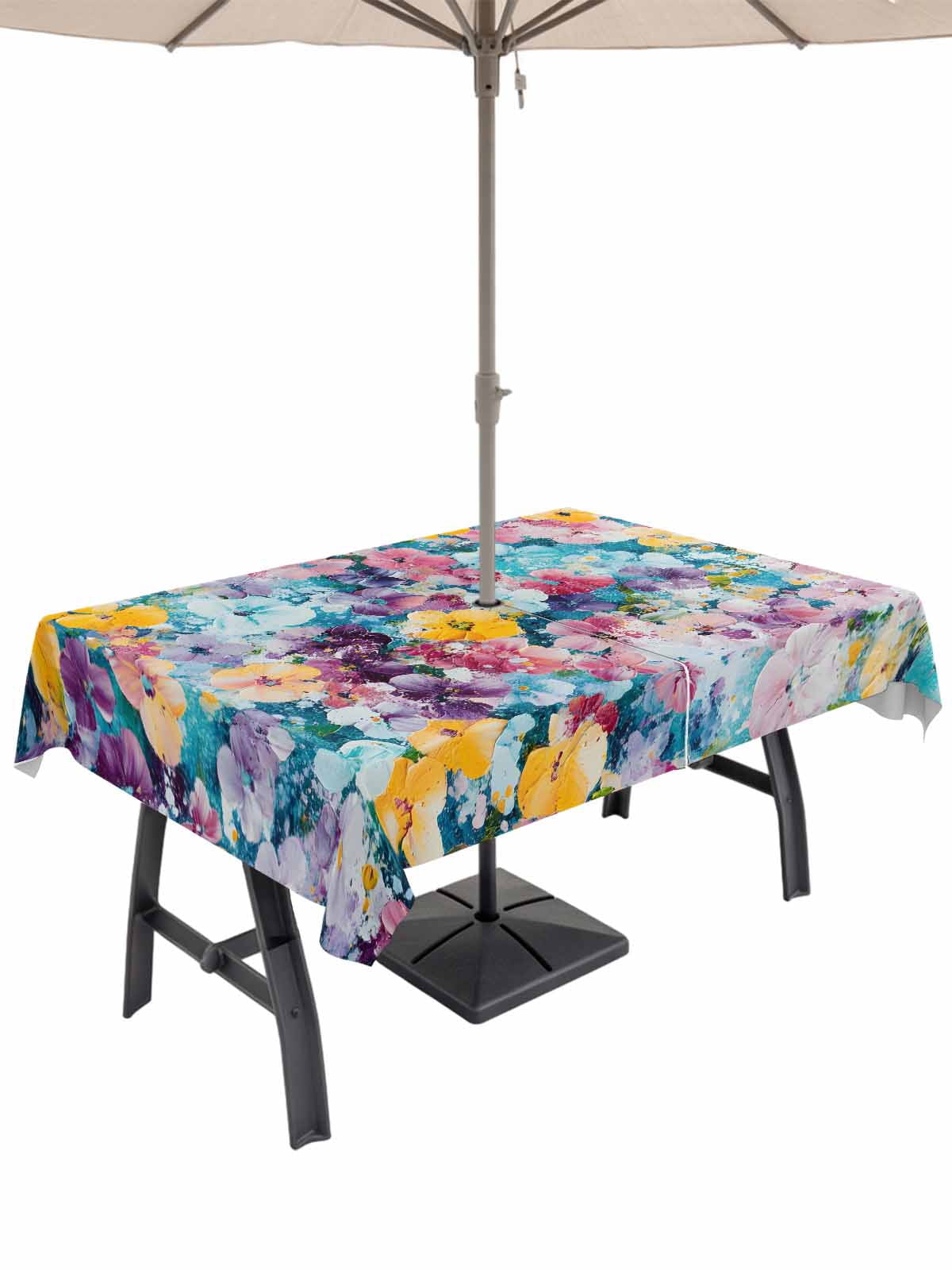 60x120 Inch Outdoor Tablecloth with Umbrella Hole Zipper Rectangle ...