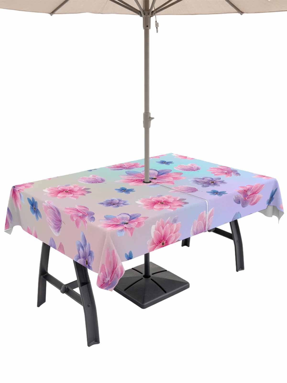 60x120 Inch Outdoor Tablecloth with Umbrella Hole Zipper Rectangle ...