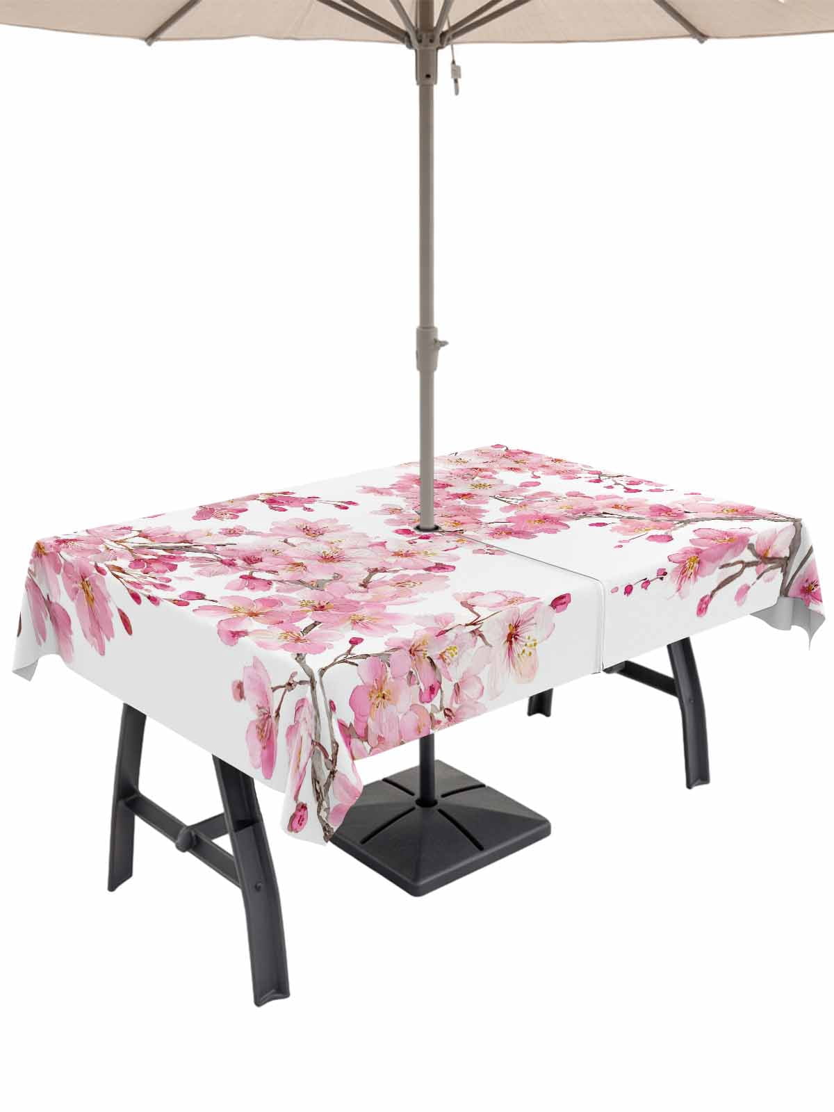 60x120 Inch Outdoor Tablecloth with Umbrella Hole Zipper Rectangle ...