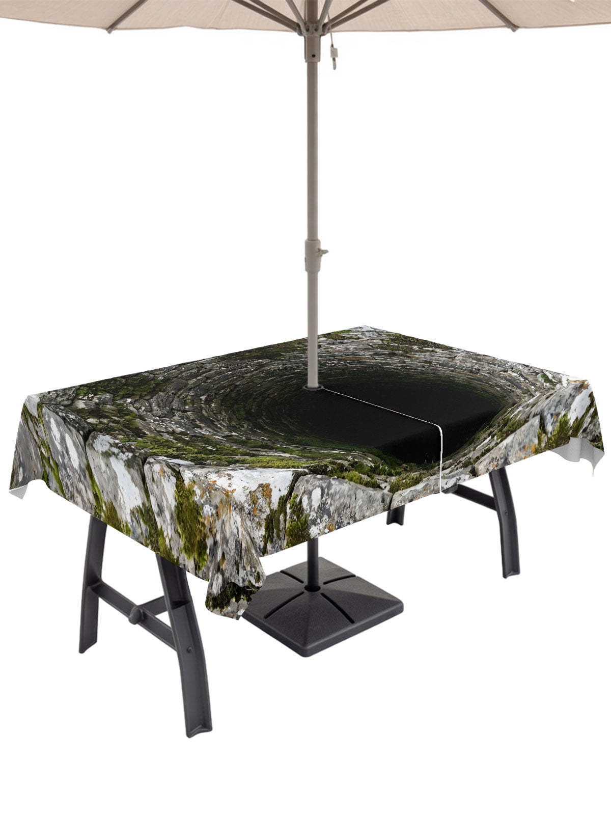 60x120 Inch Outdoor Tablecloth with Umbrella Hole Zipper Rectangle ...