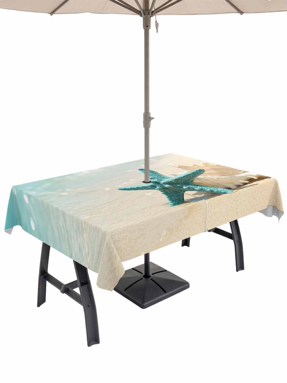 60x120 Inch Outdoor Tablecloth with Umbrella Hole Zipper Rectangle ...