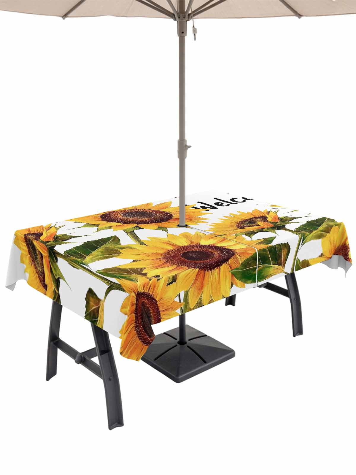 60x120 Inch Outdoor Tablecloth with Umbrella Hole Zipper Rectangle ...