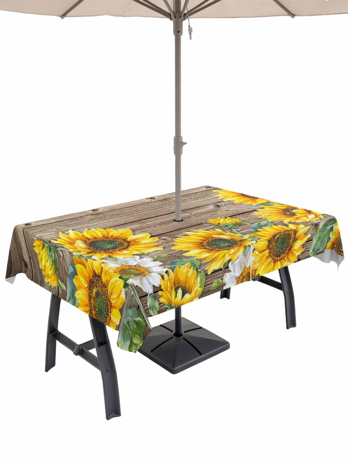 60x120 Inch Outdoor Tablecloth with Umbrella Hole Zipper Rectangle ...