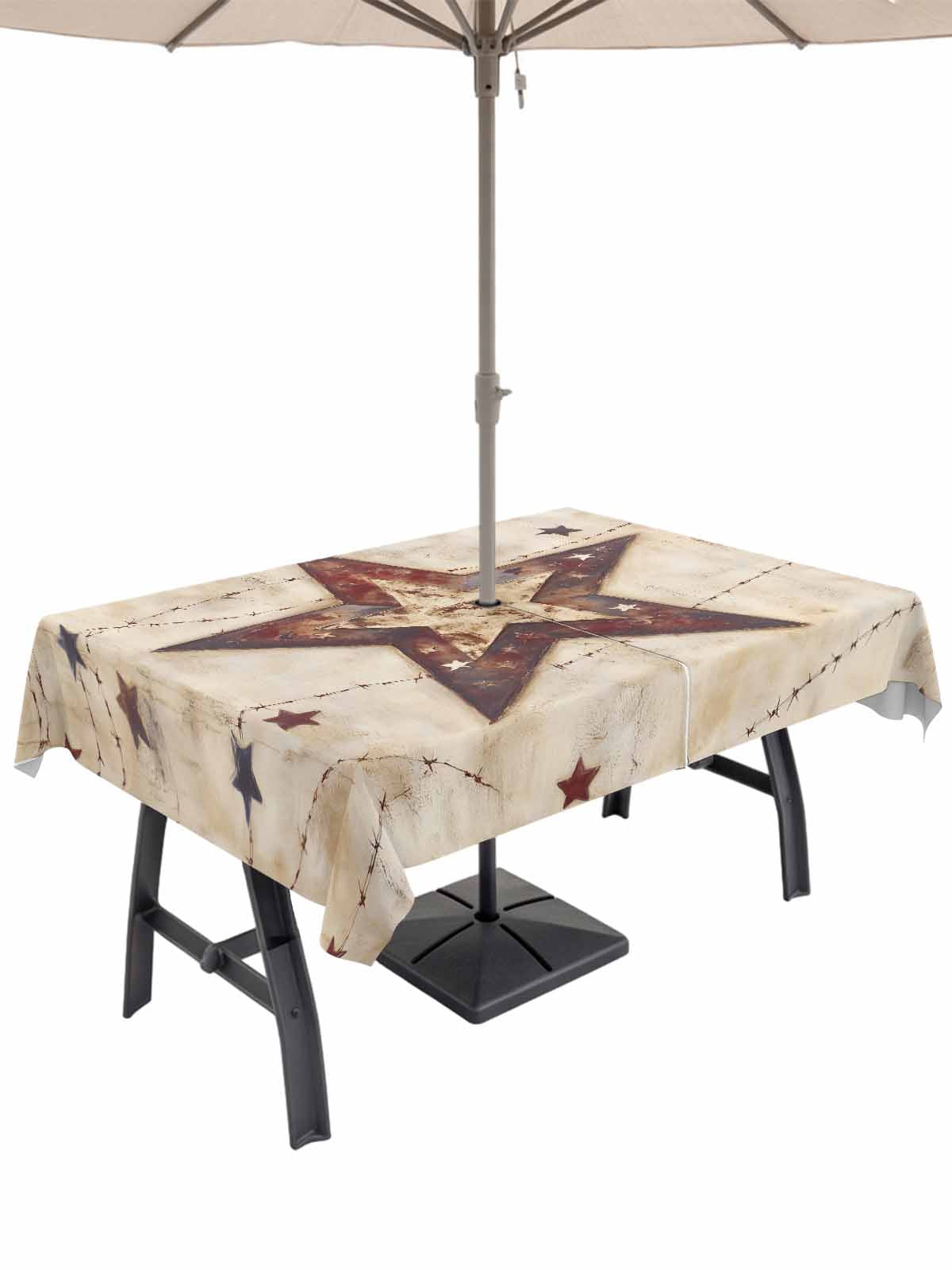 60x120 Inch Outdoor Tablecloth with Umbrella Hole Zipper Rectangle ...