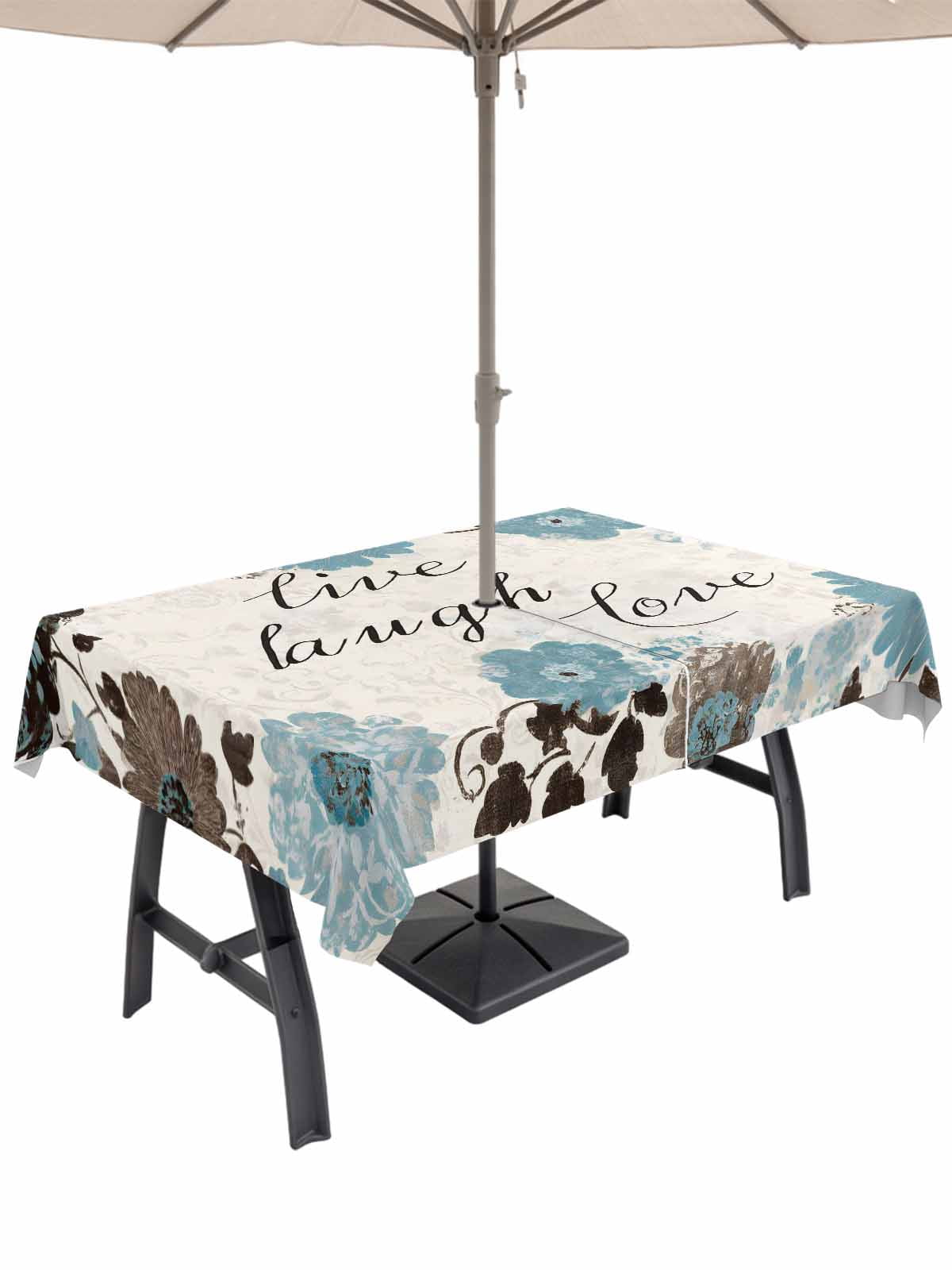60x120 Inch Outdoor Tablecloth with Umbrella Hole Zipper Rectangle ...