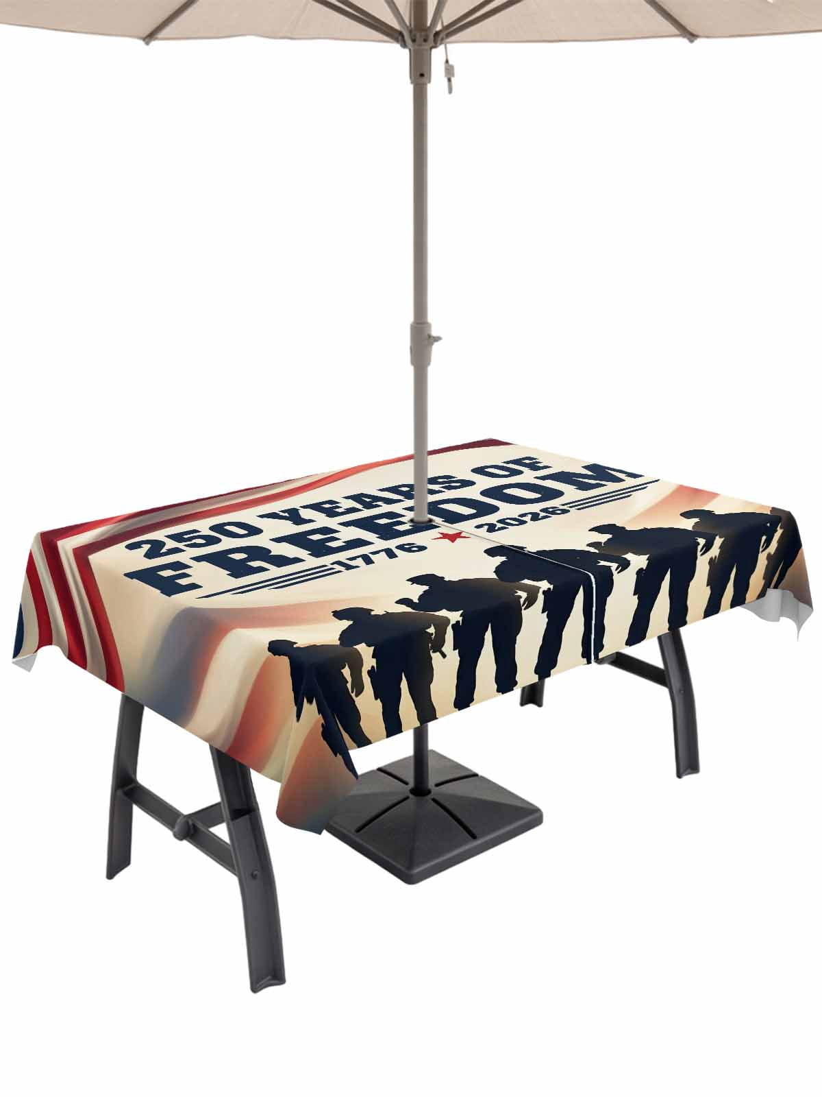 60x120 Inch Outdoor Tablecloth with Umbrella Hole Zipper Rectangle USA ...