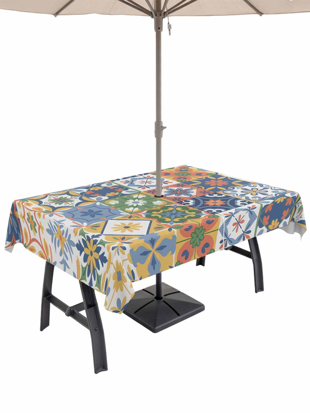 60x120 Inch Outdoor Tablecloth with Umbrella Hole Zipper Rectangle ...