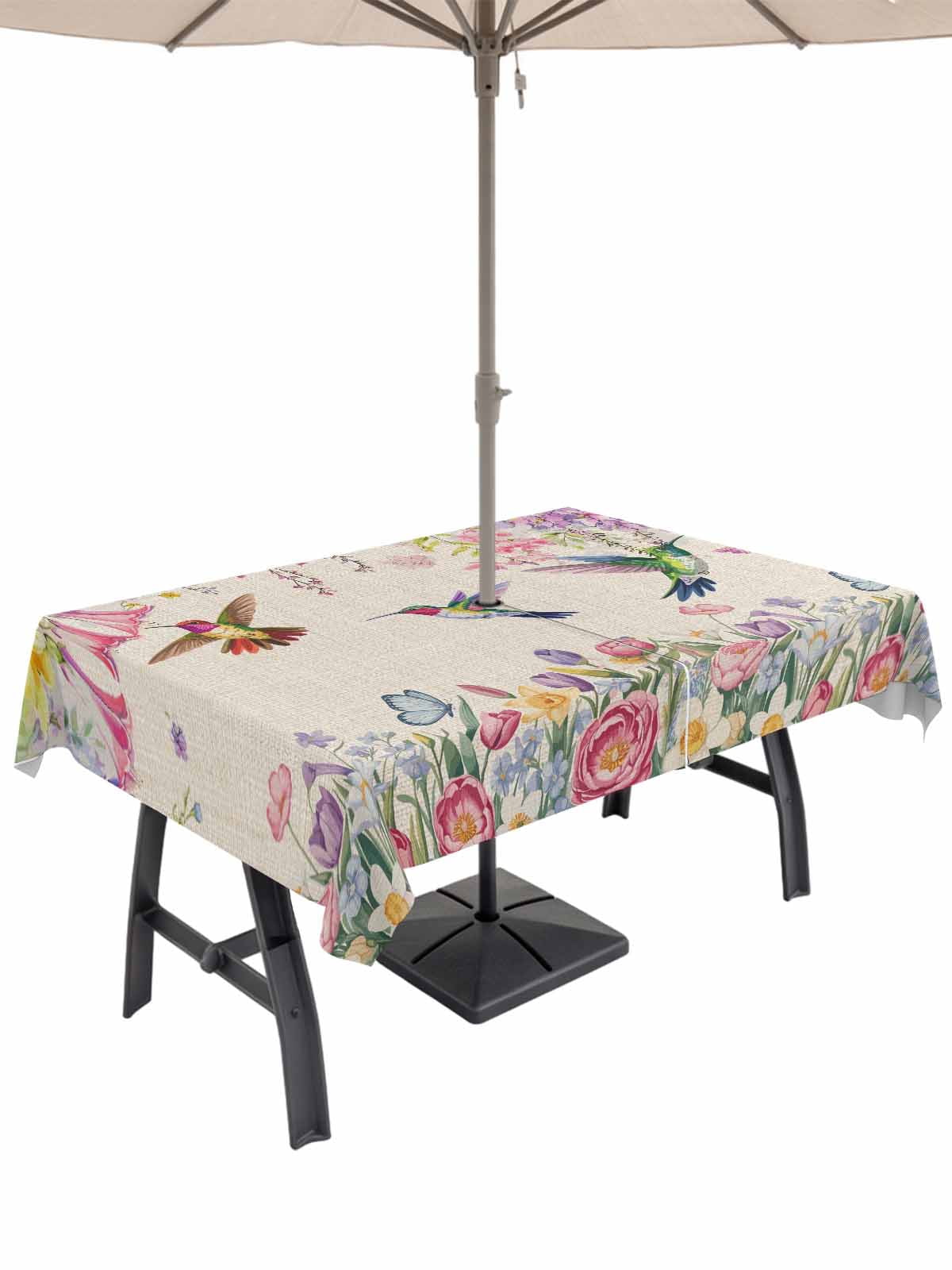 60x120 Inch Outdoor Tablecloth with Umbrella Hole Zipper Rectangle ...