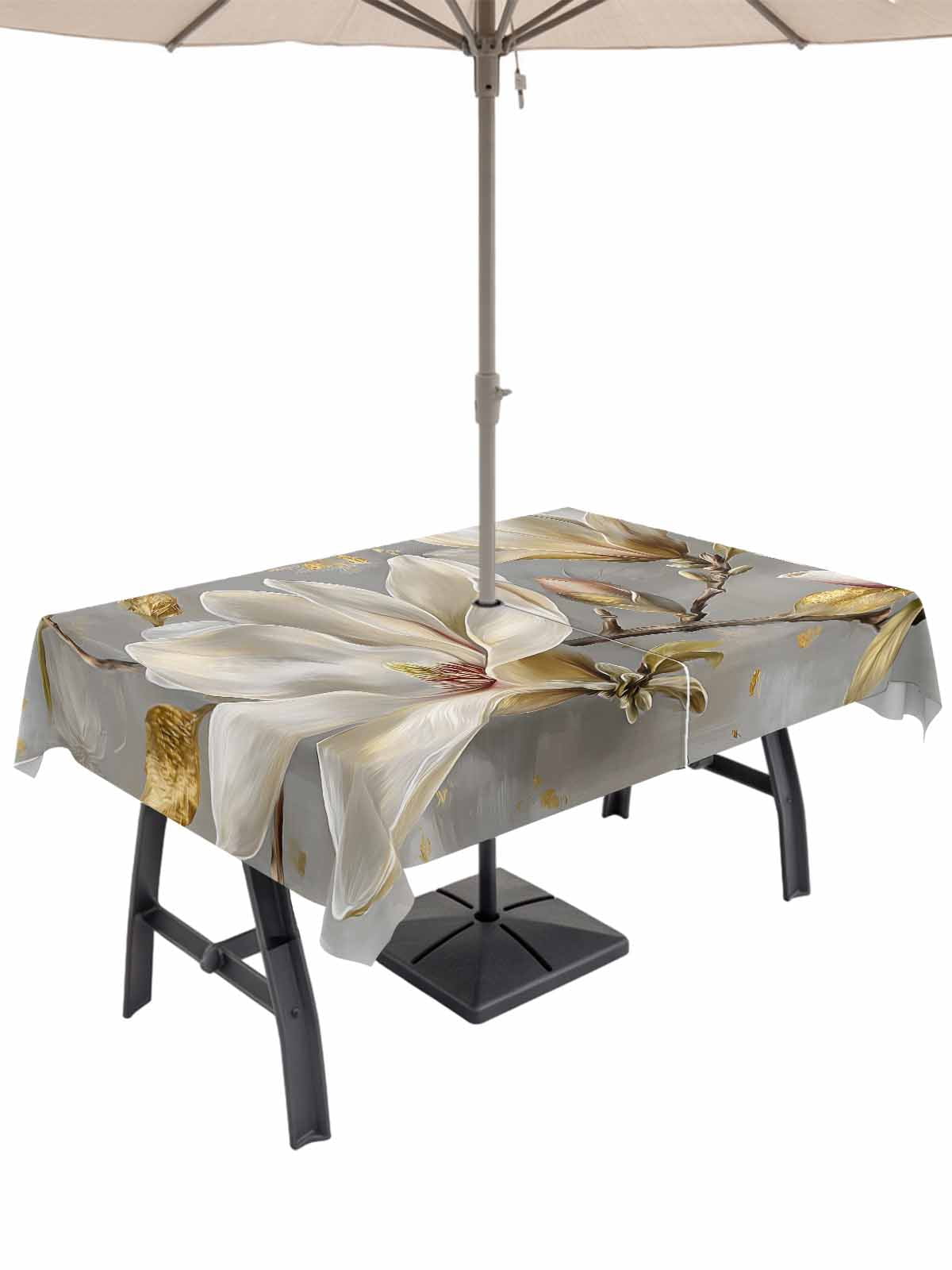 60x120 Inch Outdoor Tablecloth with Umbrella Hole Zipper Rectangle ...