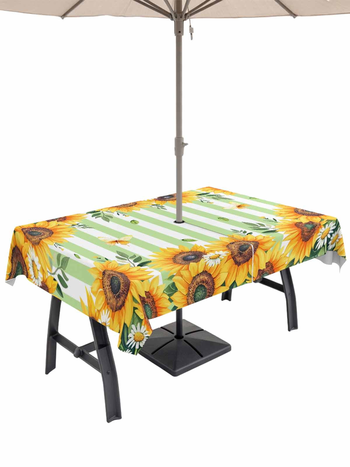 60x120 Inch Outdoor Tablecloth with Umbrella Hole Zipper Rectangle ...