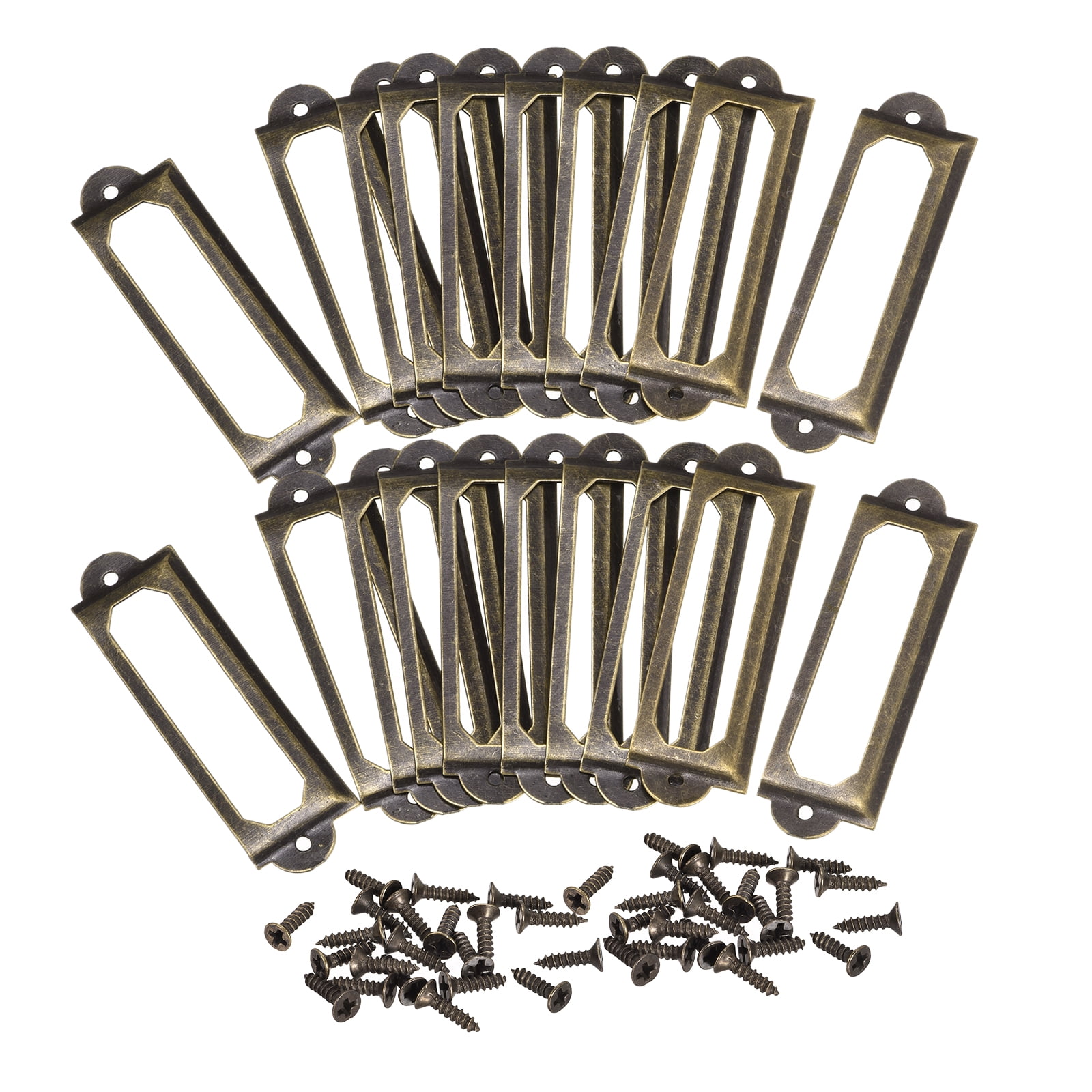 60x17mm Drawer Tag Label Metal Label Holder File Tag Frames Bronze Tone ...