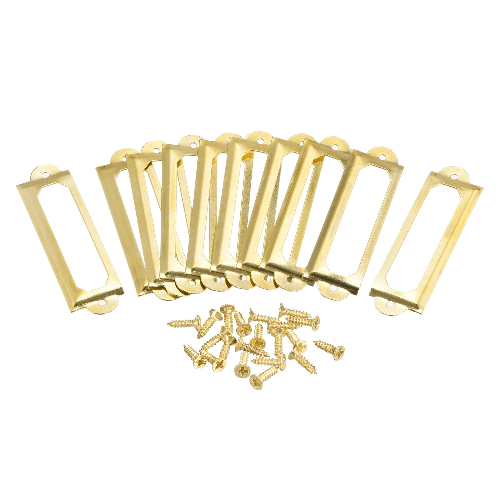 60x17mm Drawer Tag Label Metal Label Holder File Tag Frames Gold Tone ...