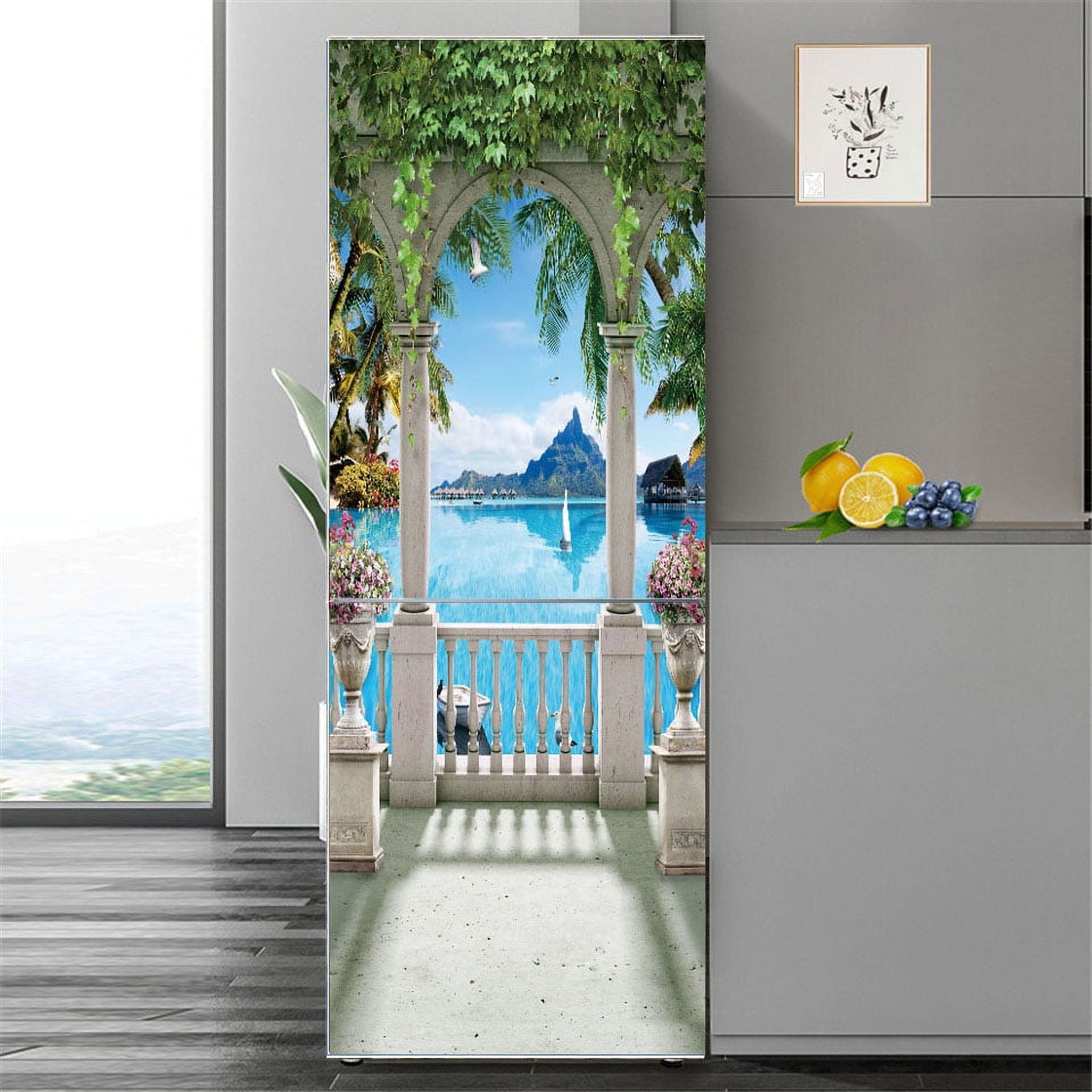60x180cm Curtain Exterior Sea View Sticker Refrigerator Self-Stick ...