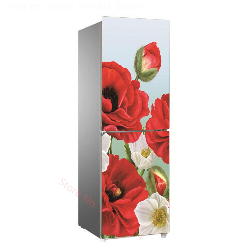 60x180cm/Custom Size Flower Leaf Refrigerator Sticker Peel&Stick Fridge ...