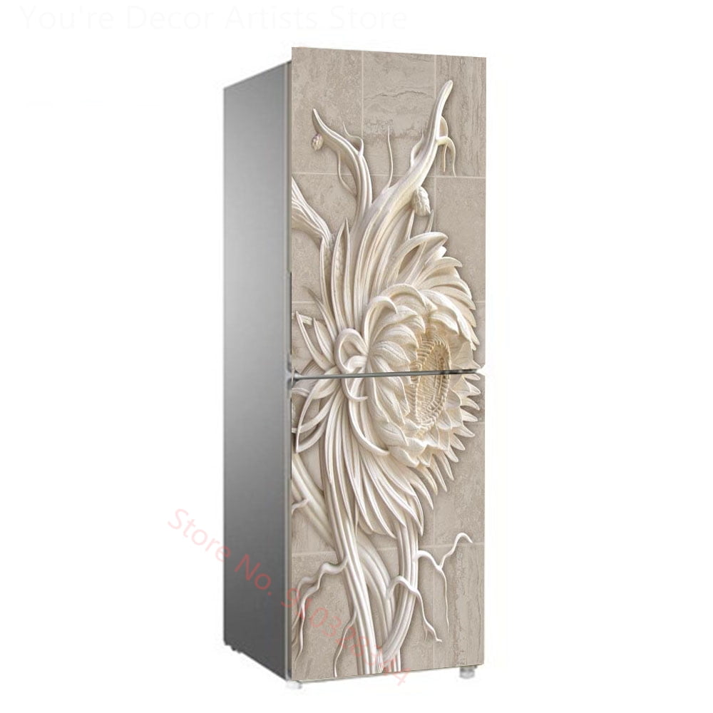 60x180cm/Custom Size Flower Leaf Refrigerator Sticker Peel&Stick Fridge ...