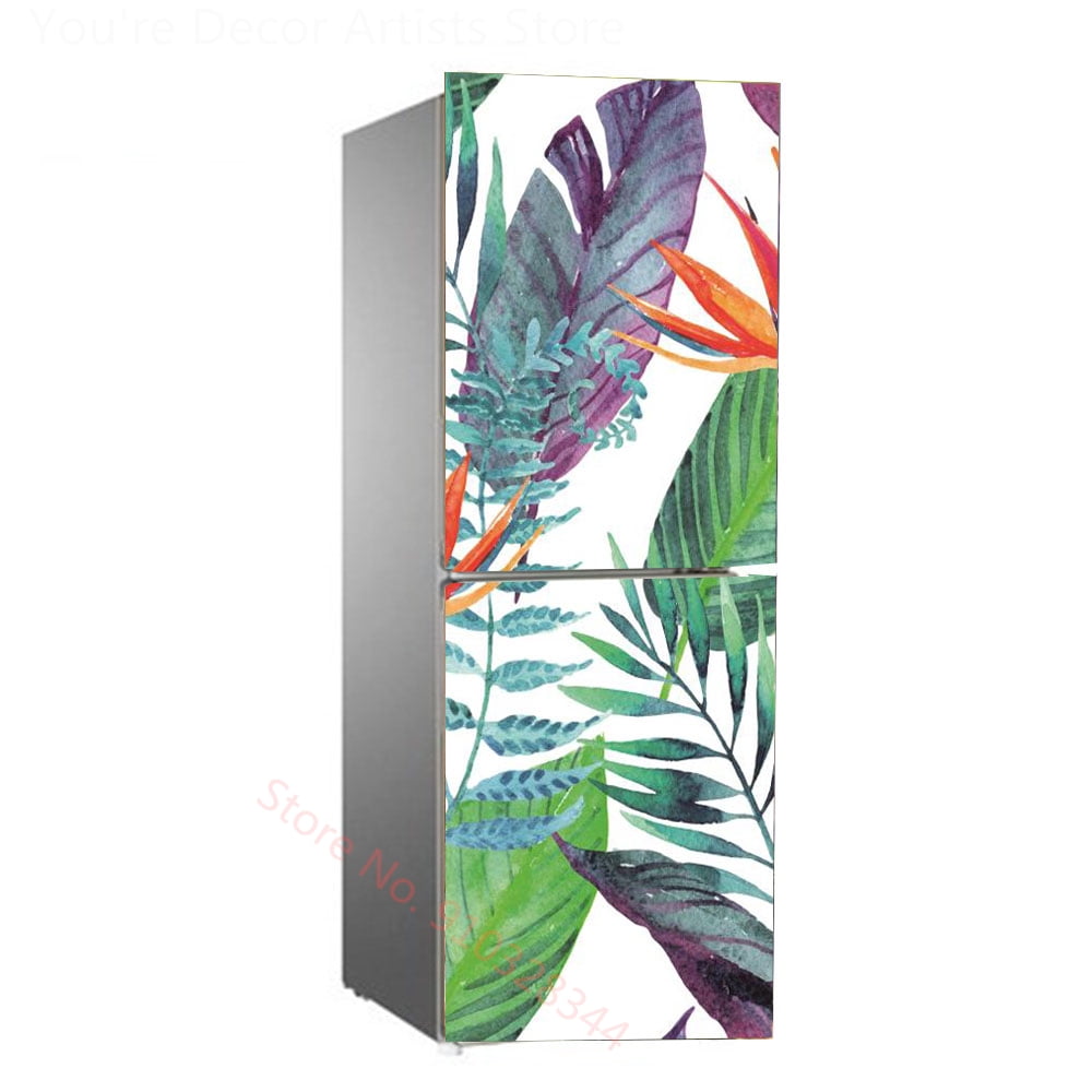60x180cm/Custom Size Flower Leaf Refrigerator Sticker Peel&Stick Fridge ...