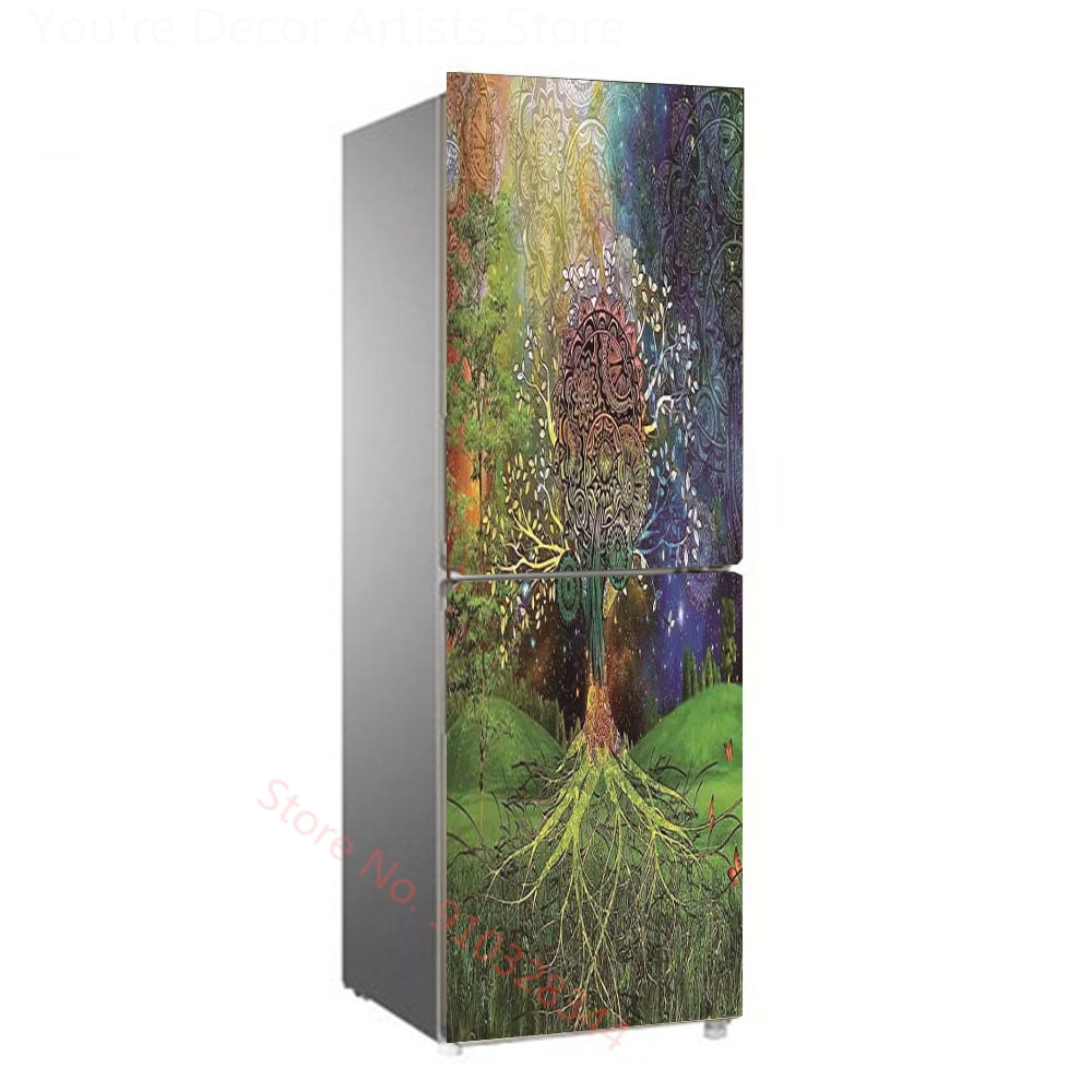 60x180cm/Custom Size Flower Leaf Refrigerator Sticker Peel&Stick Fridge ...