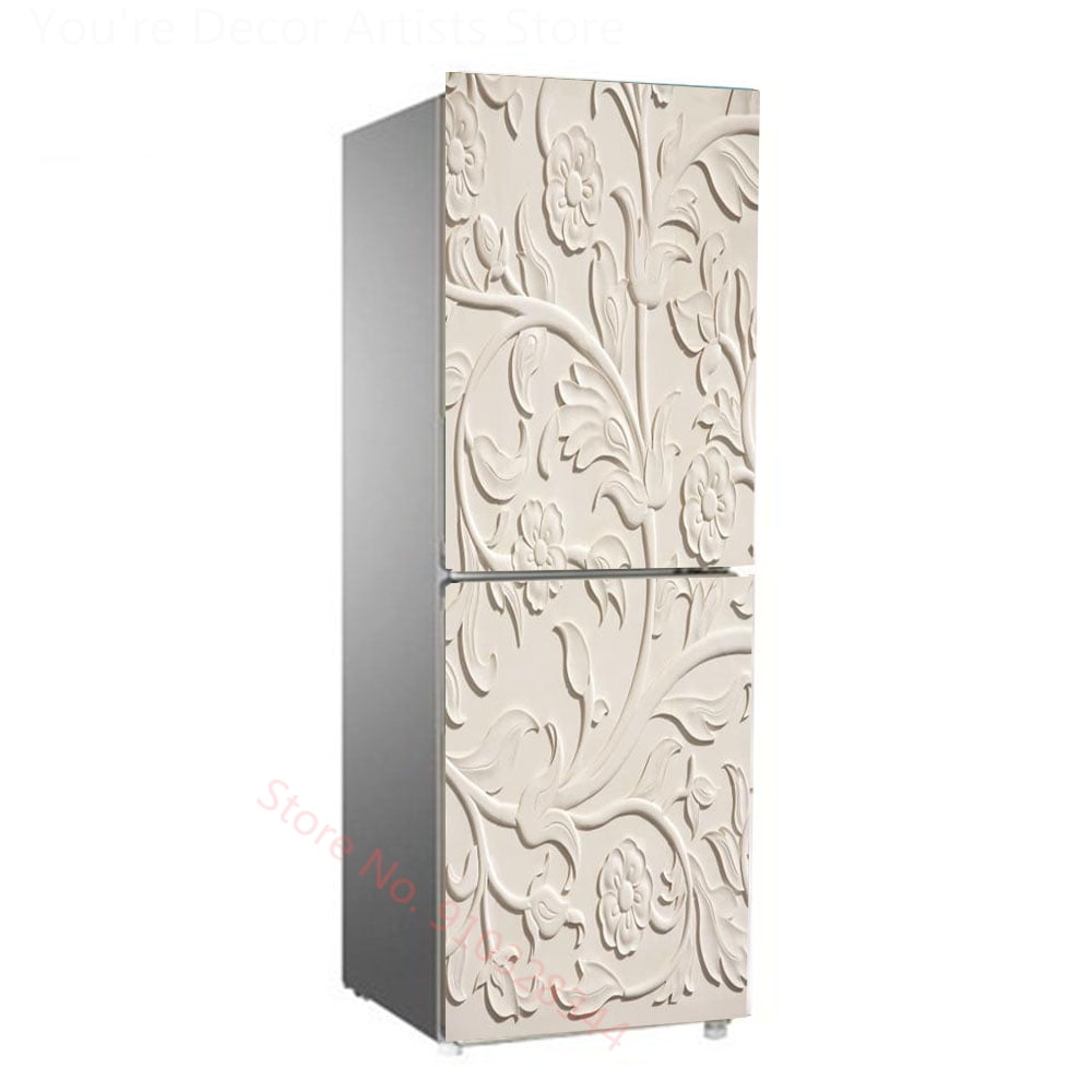 60x180cm/Custom Size Flower Leaf Refrigerator Sticker Peel&Stick Fridge ...