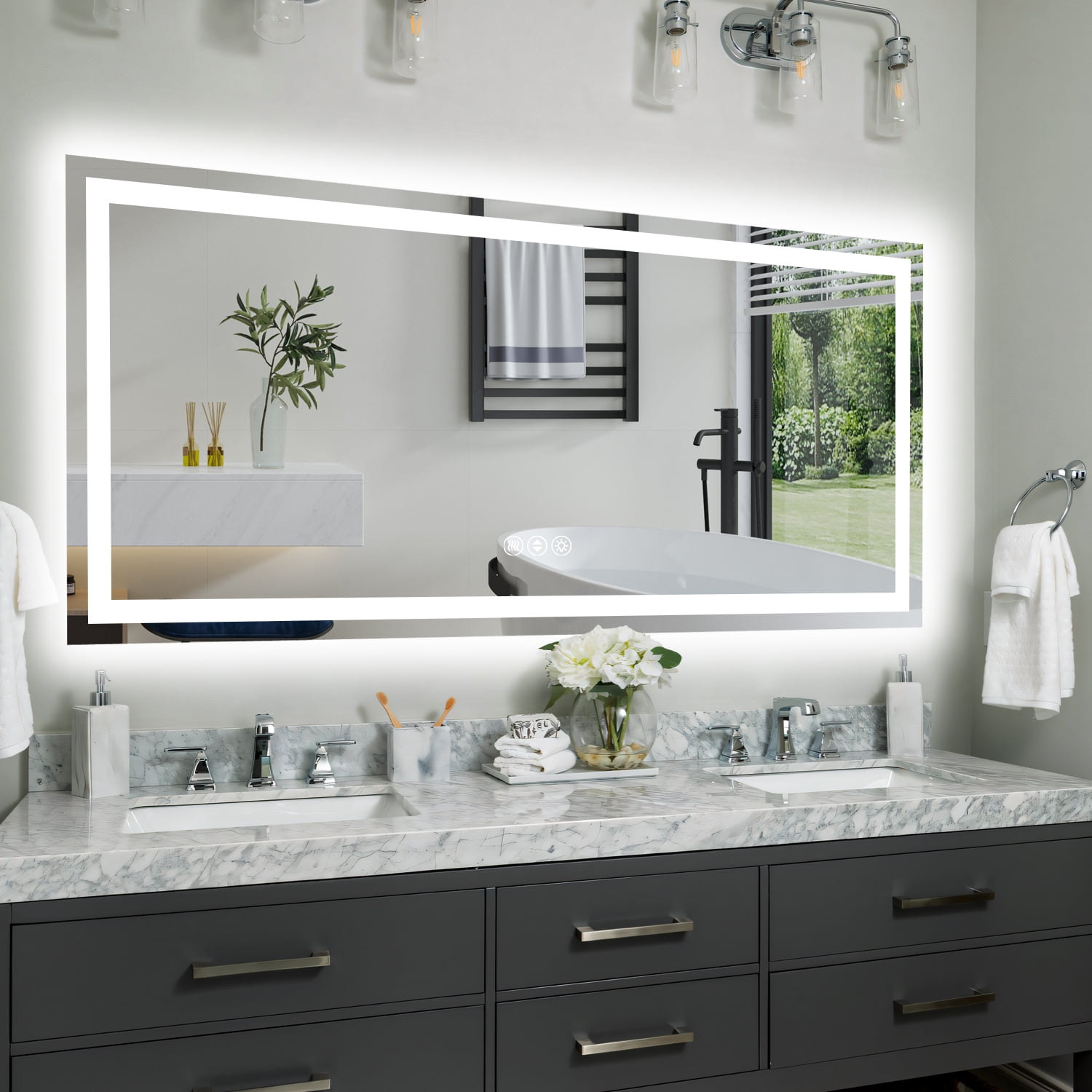 60x28 Inch Frameless LED Bathroom Mirror,Smart Mirror - Walmart.com
